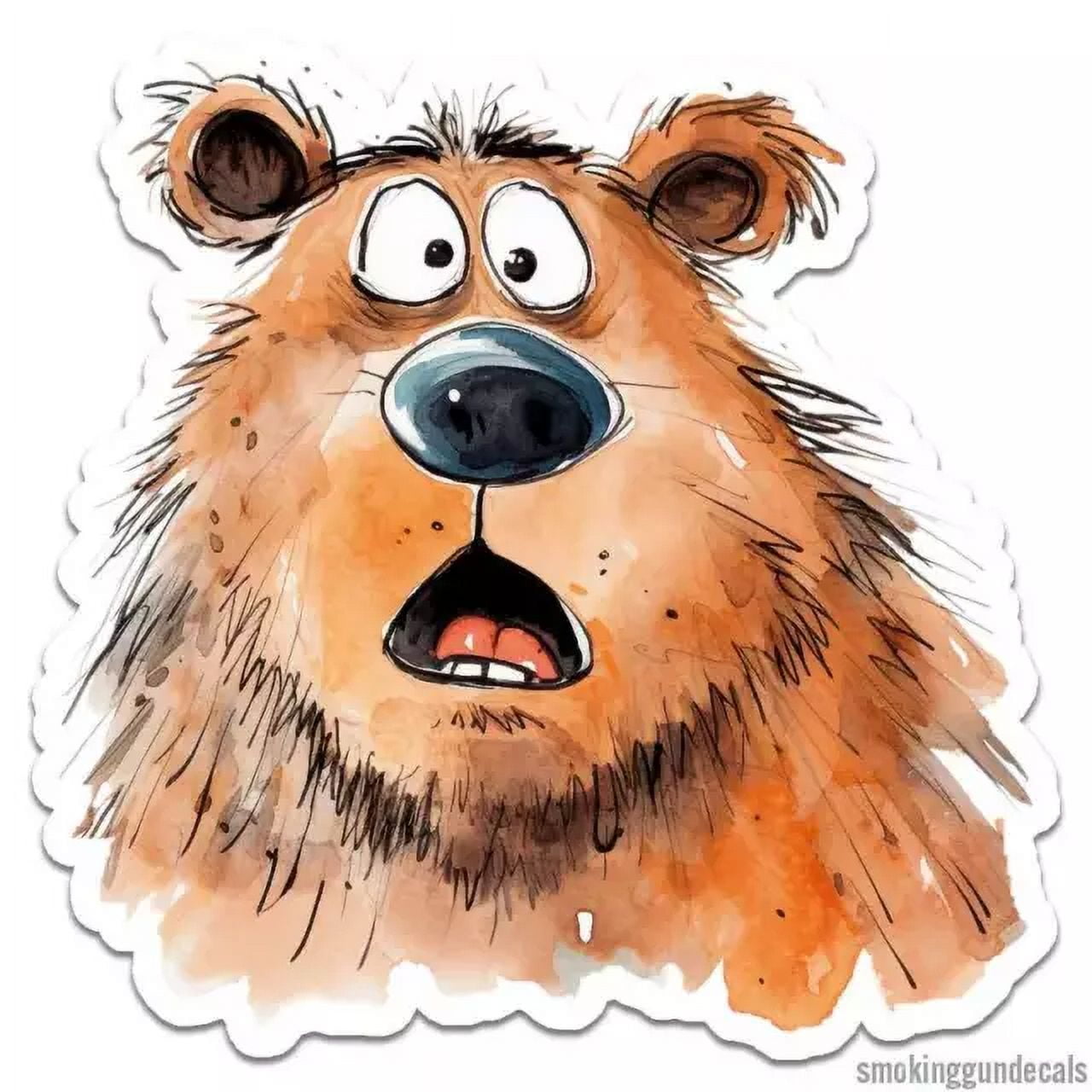 Shocked Grizzly Bear Sticker Indoor Outdoor Phone Decal Water Bottle ...