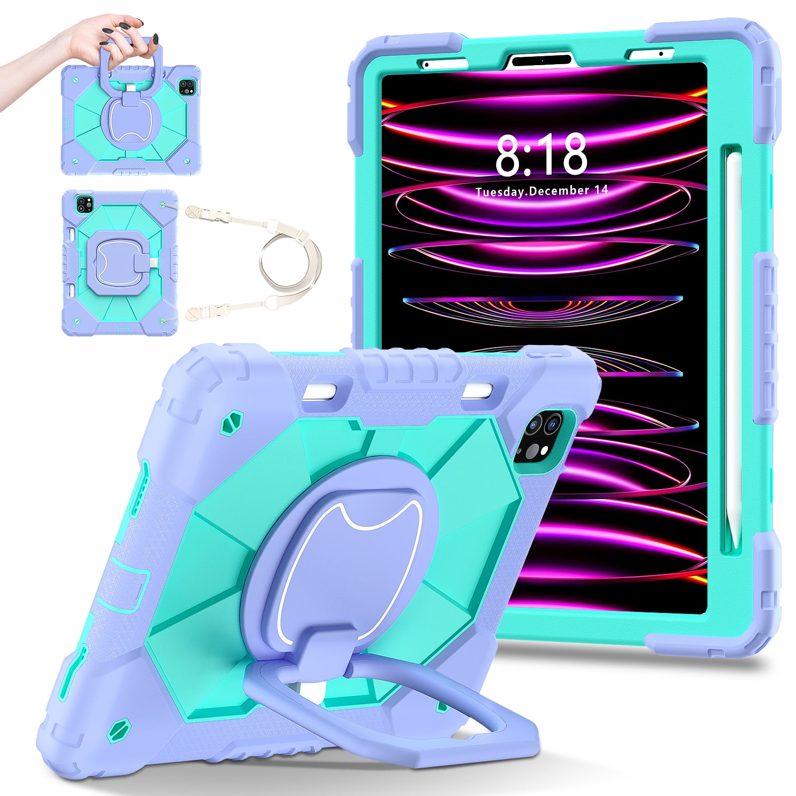 Shockproof Case for Apple iPad Pro 13 M4 2024, Build in Pencil Holder ...