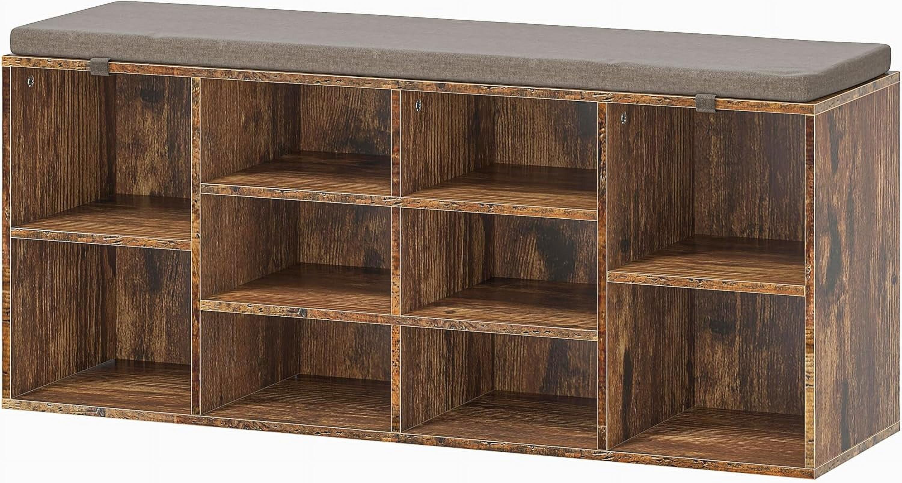 Shoe , 10 Cubbies Storage Rack with Removable Padded Seat, Space Saving ...