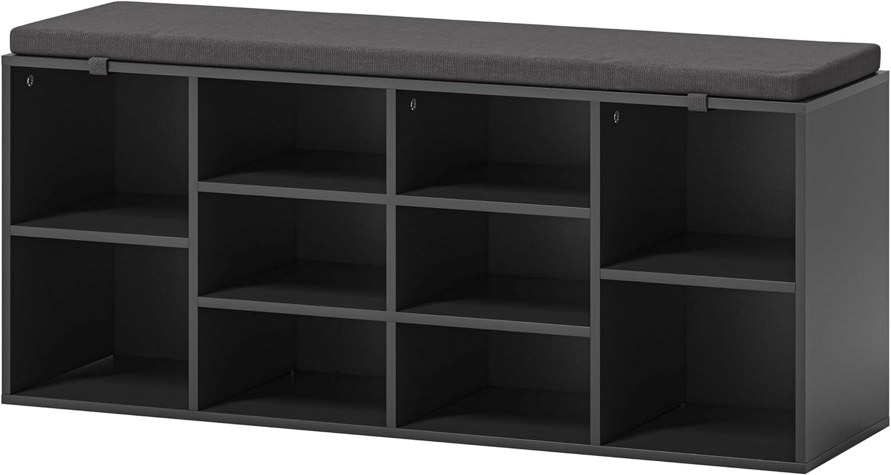 Shoe Bench, 10 Cubbies Storage Rack Bench with Removable Padded Seat ...