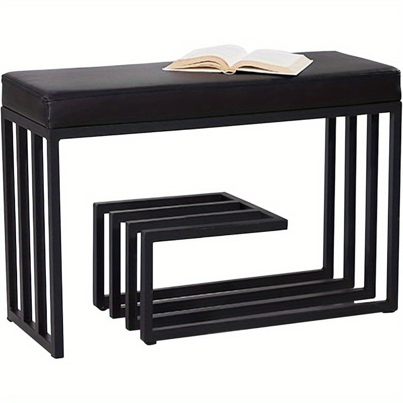 Shoe Bench 2-Tier Metal Storage Entryway Bench Mid-Century Modern Shoe ...