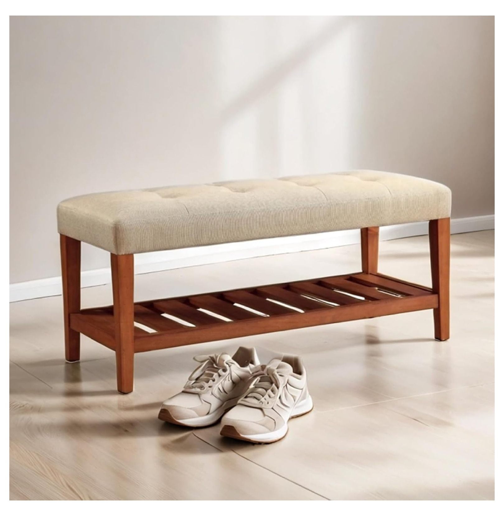 Shoe Bench, 2-Tier Shoe Rack for Entryway, Long Entryway Bench with ...