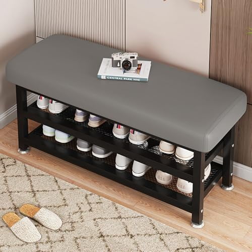 Shoe Bench, 2-Tier Shoe Rack, Shoe Organizer Storage Bench, 31.5 Inches ...