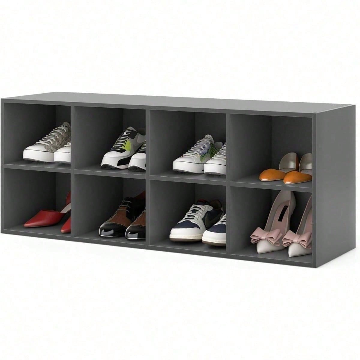 Shoe Bench 8 Cubes, 40" Entryway Bench with Storage, 8-Cubby Shoe Rack ...