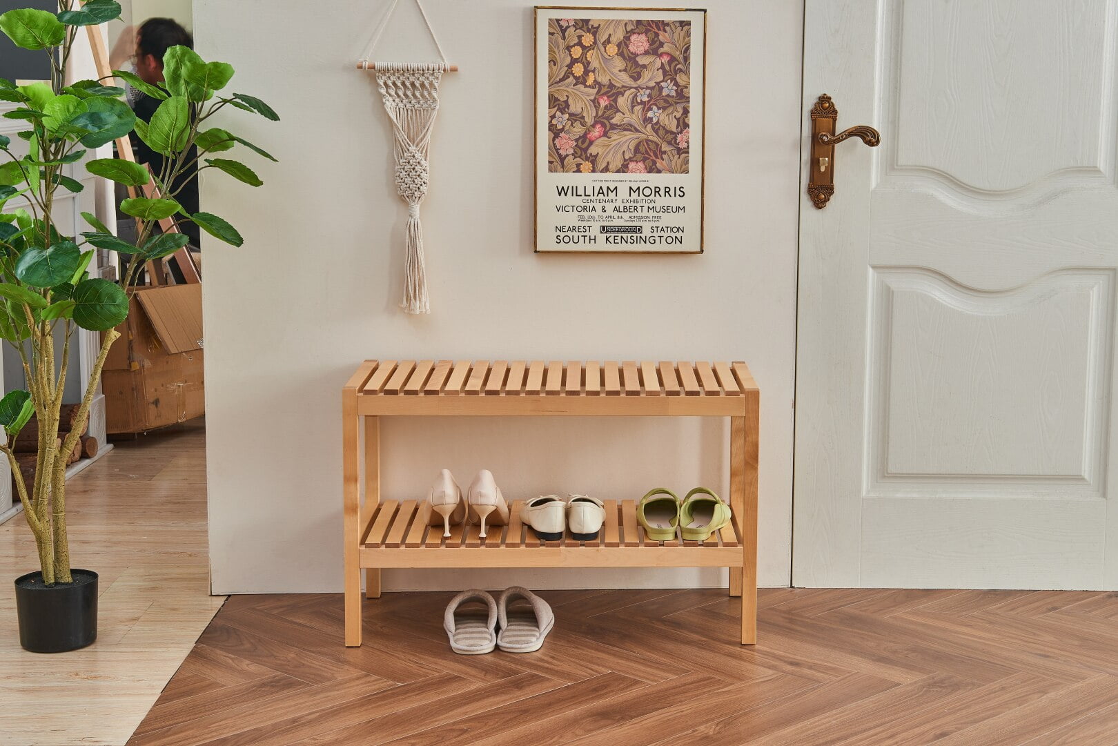 Shoe Bench-Birch, 3 Tier Sturdy Shoe Bench, Storage Shoe Organizer ...