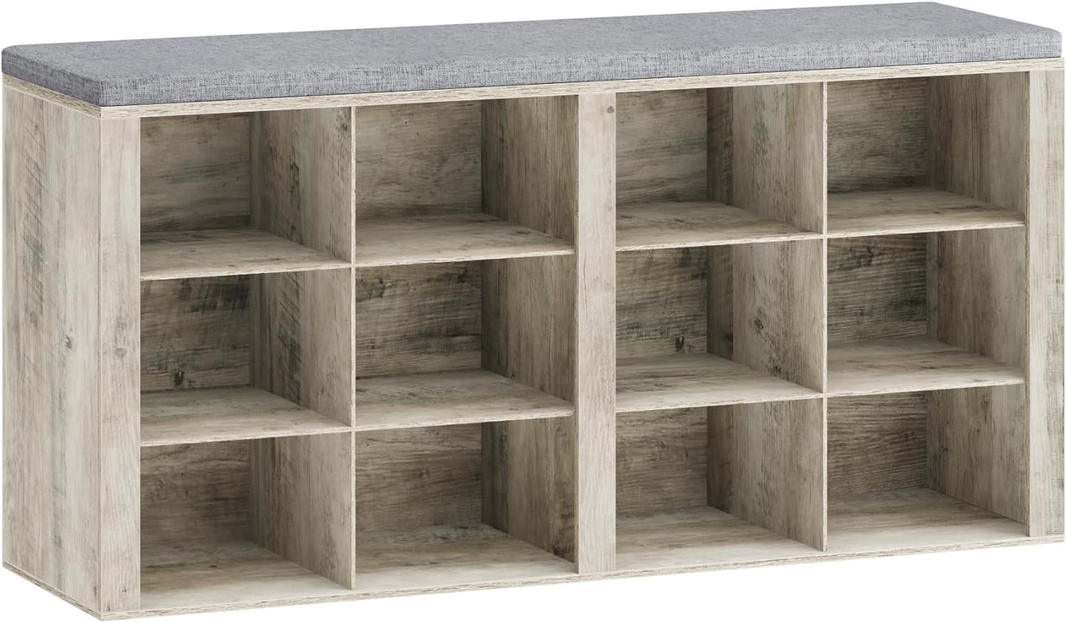 Shoe Bench with Cushion, Entryway Storage Bench with 12 Cubbies, Cubby ...