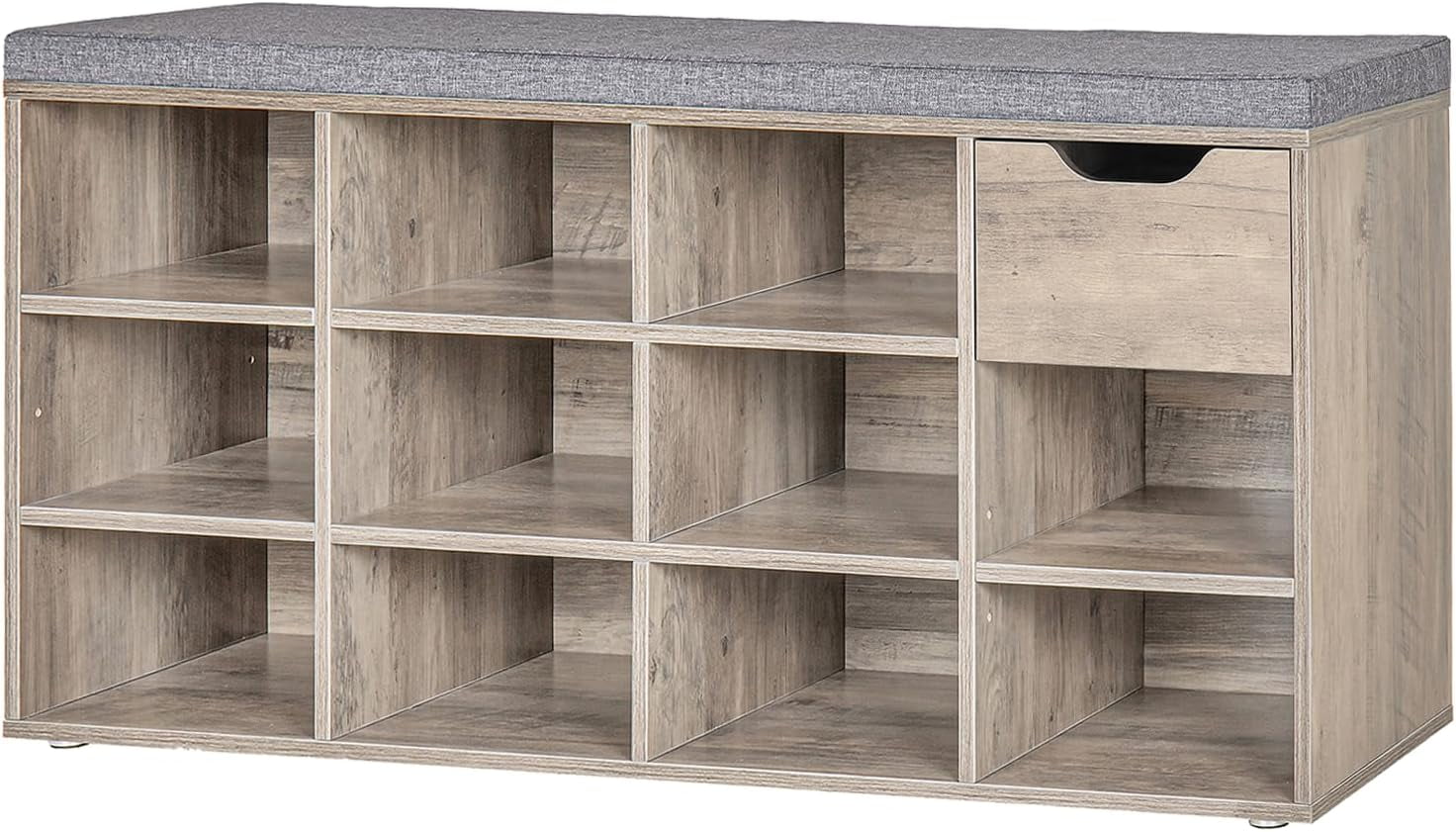 Shoe Bench, Entryway Storage Bench with Drawer and 11 Cubbies, Cubby ...