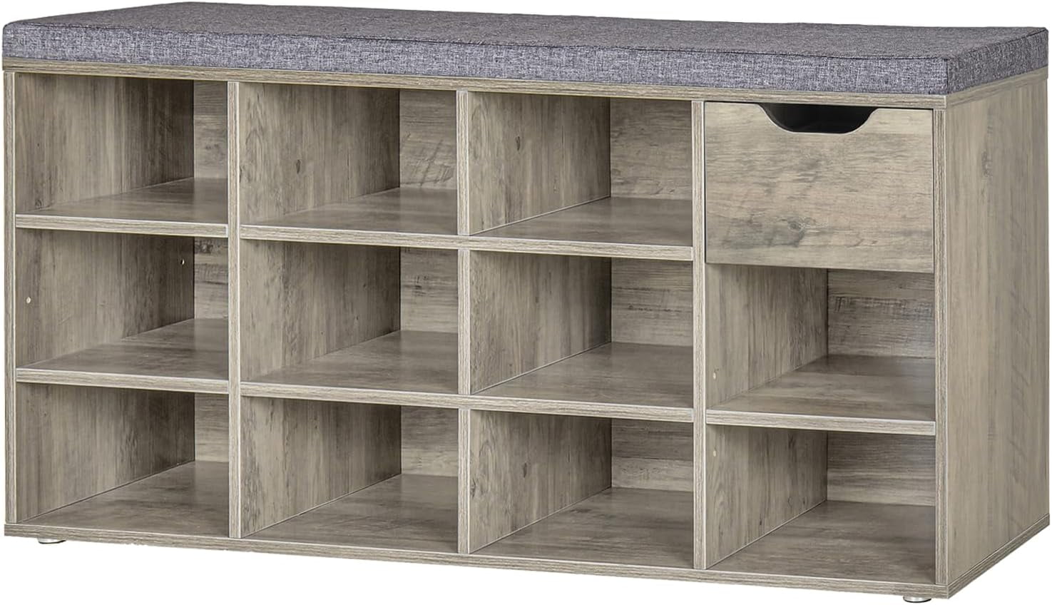 Shoe Bench, Entryway Storage Bench with Drawer and 11 Cubbies, Cubby ...