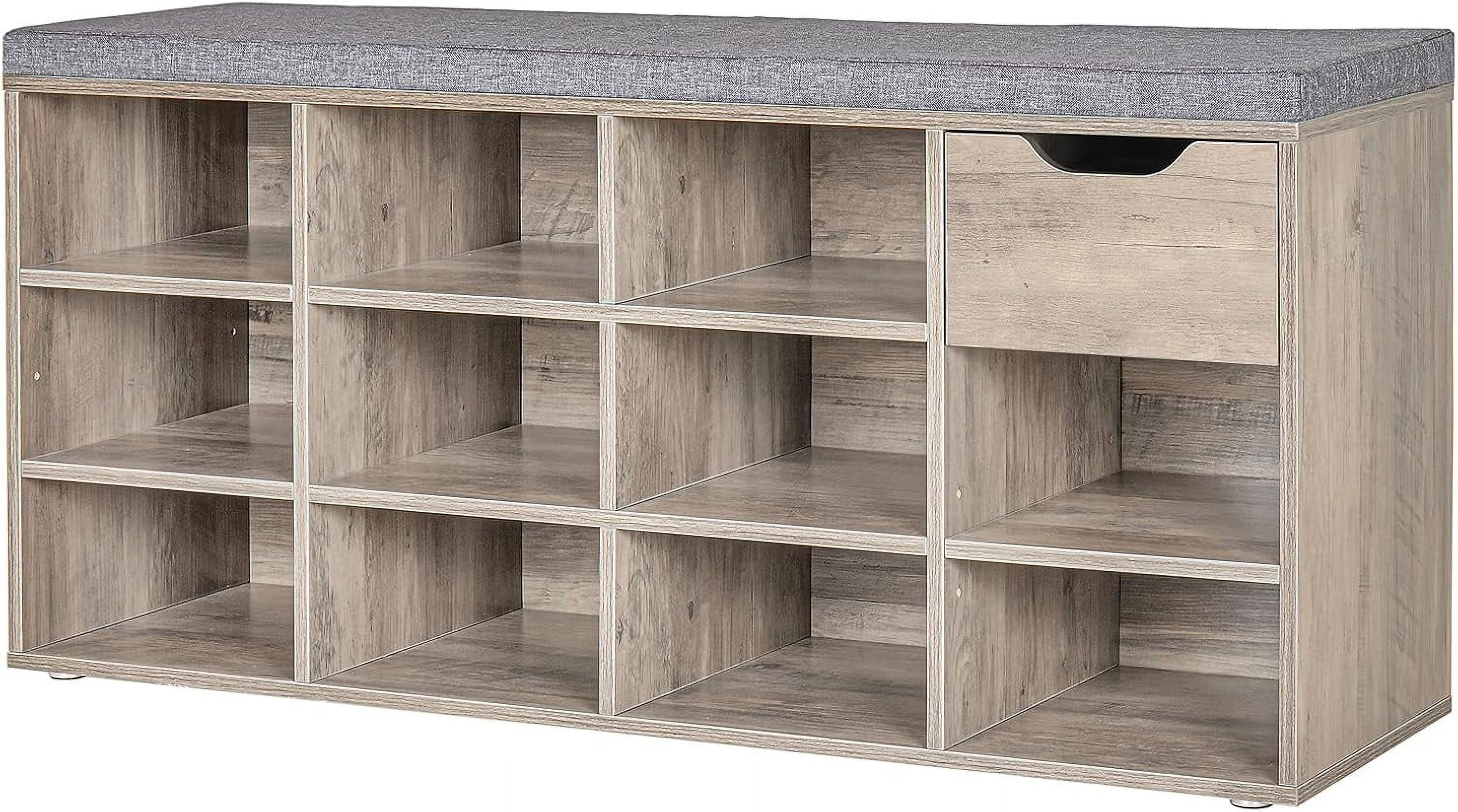 Shoe Bench, Entryway Storage Bench with Drawer and 11 Cubbies, Cubby ...