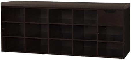 Shoe Bench, Entryway Storage Bench with Drawer and 14 Cubbies, Long ...