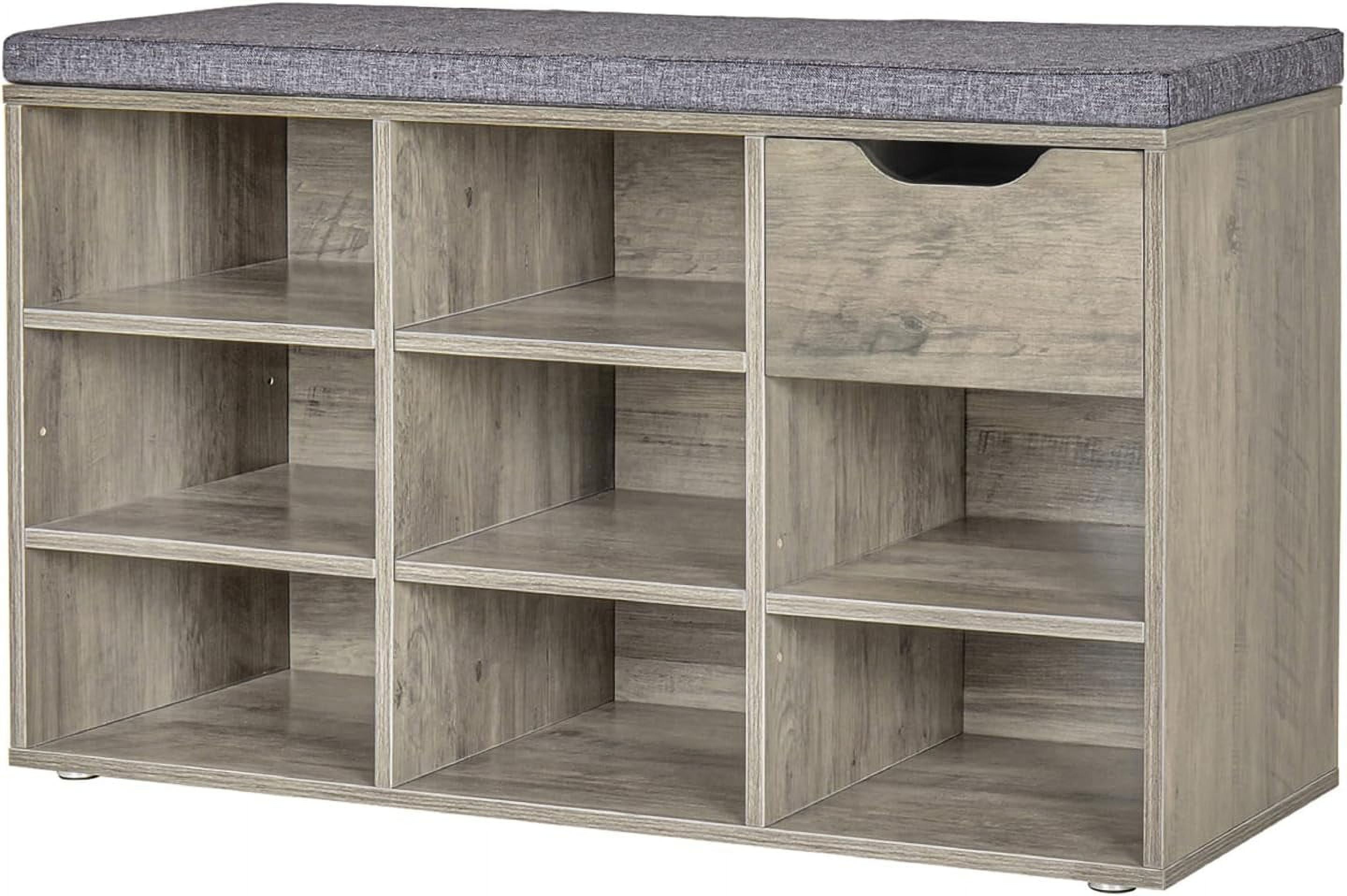 Shoe Bench, Entryway Storage Bench with Drawer and 8 Cubbies, Cubby ...