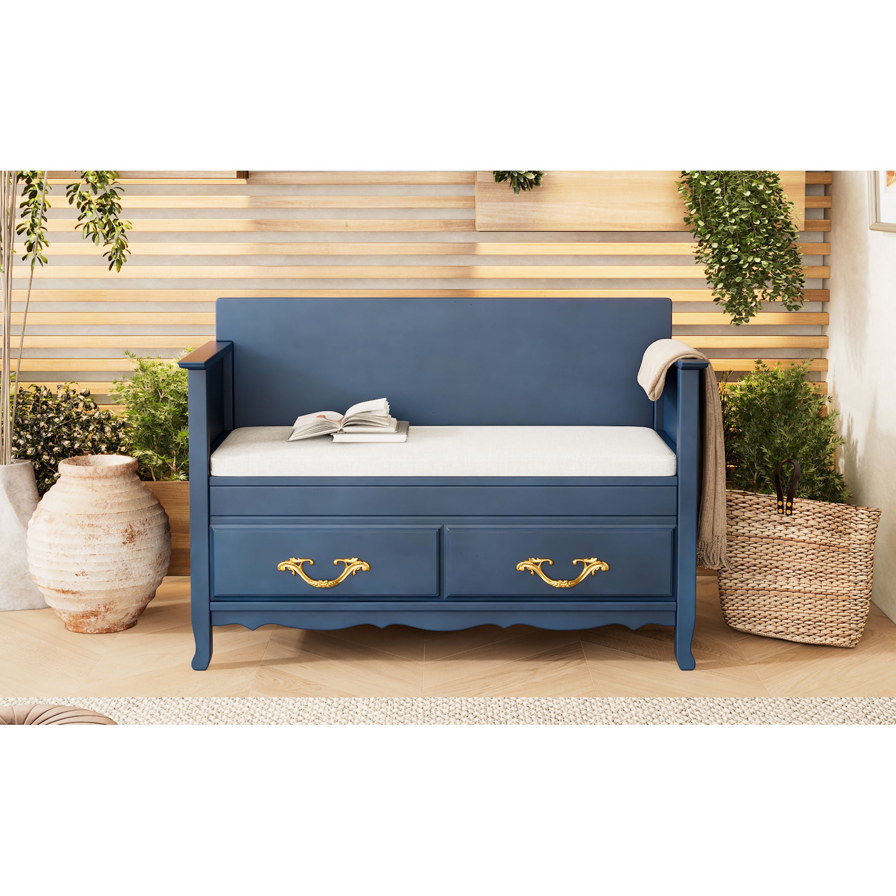 Shoe Bench with Removable Cushion | Ideal for Entryway and Living Room ...