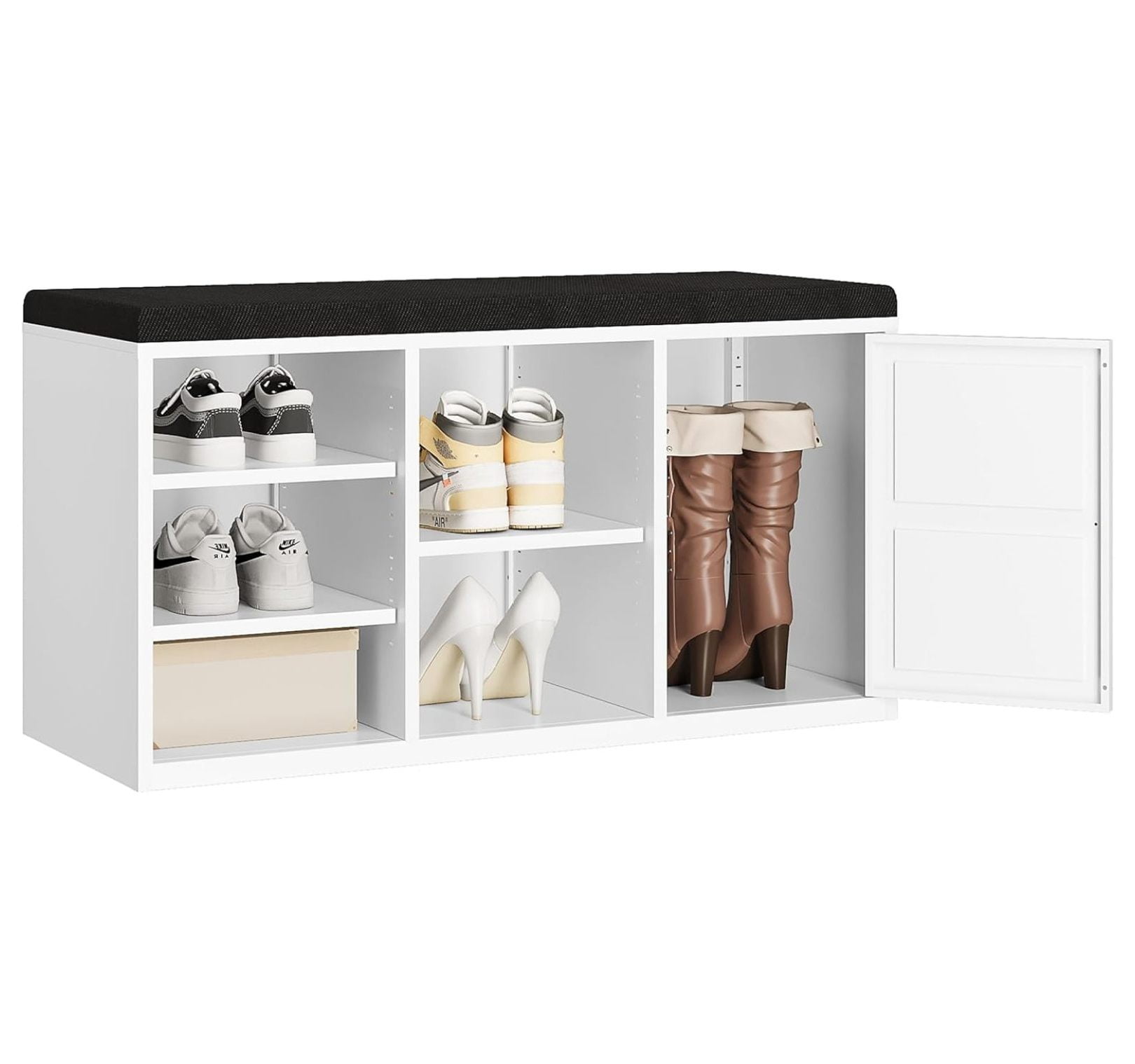 Shoe Bench with Seat and Adjustable Shelves,Narrow Shoe Bench Storage ...