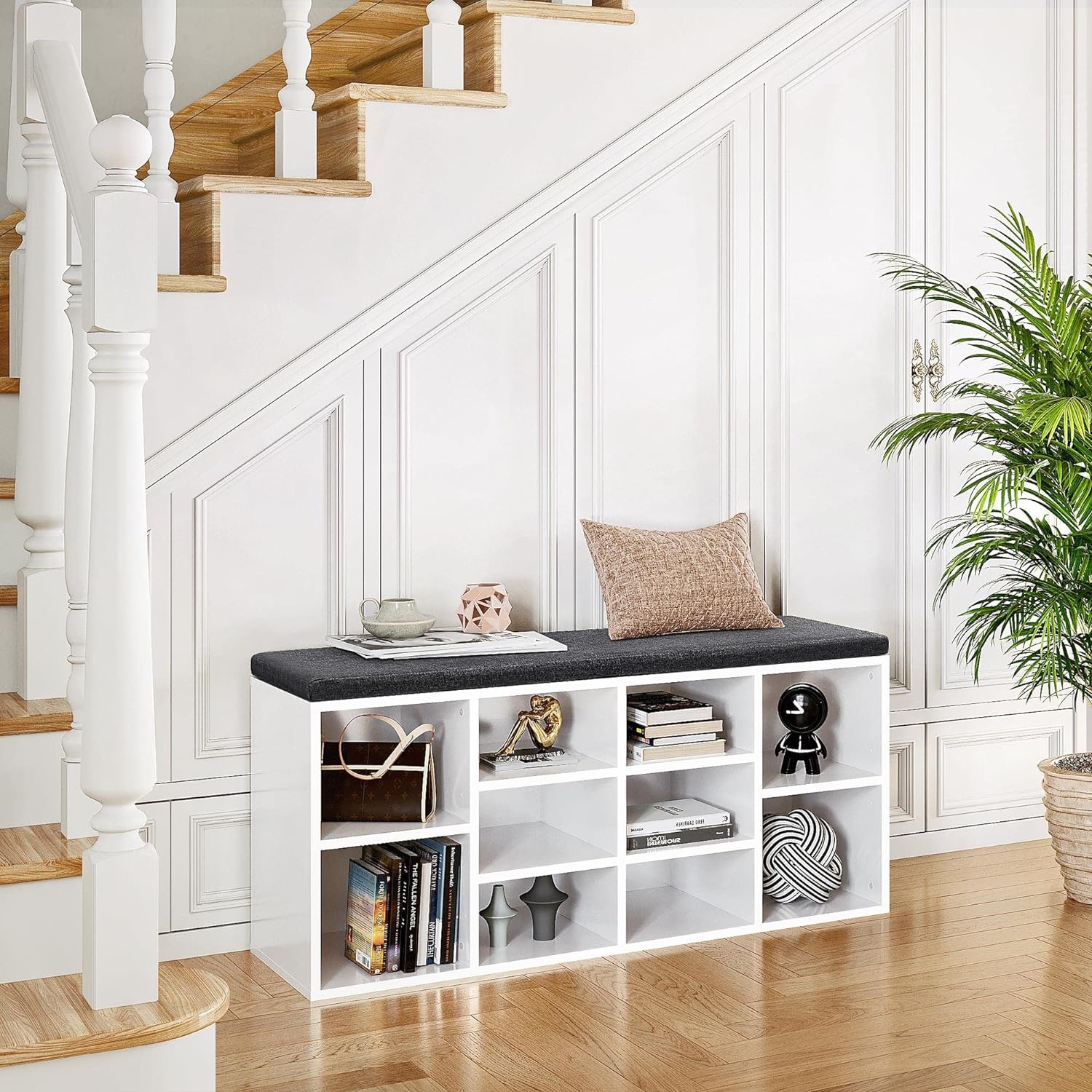 Shoe Bench, Shoe Storage Bench with Adjustable Shelves, Entryway Bench ...