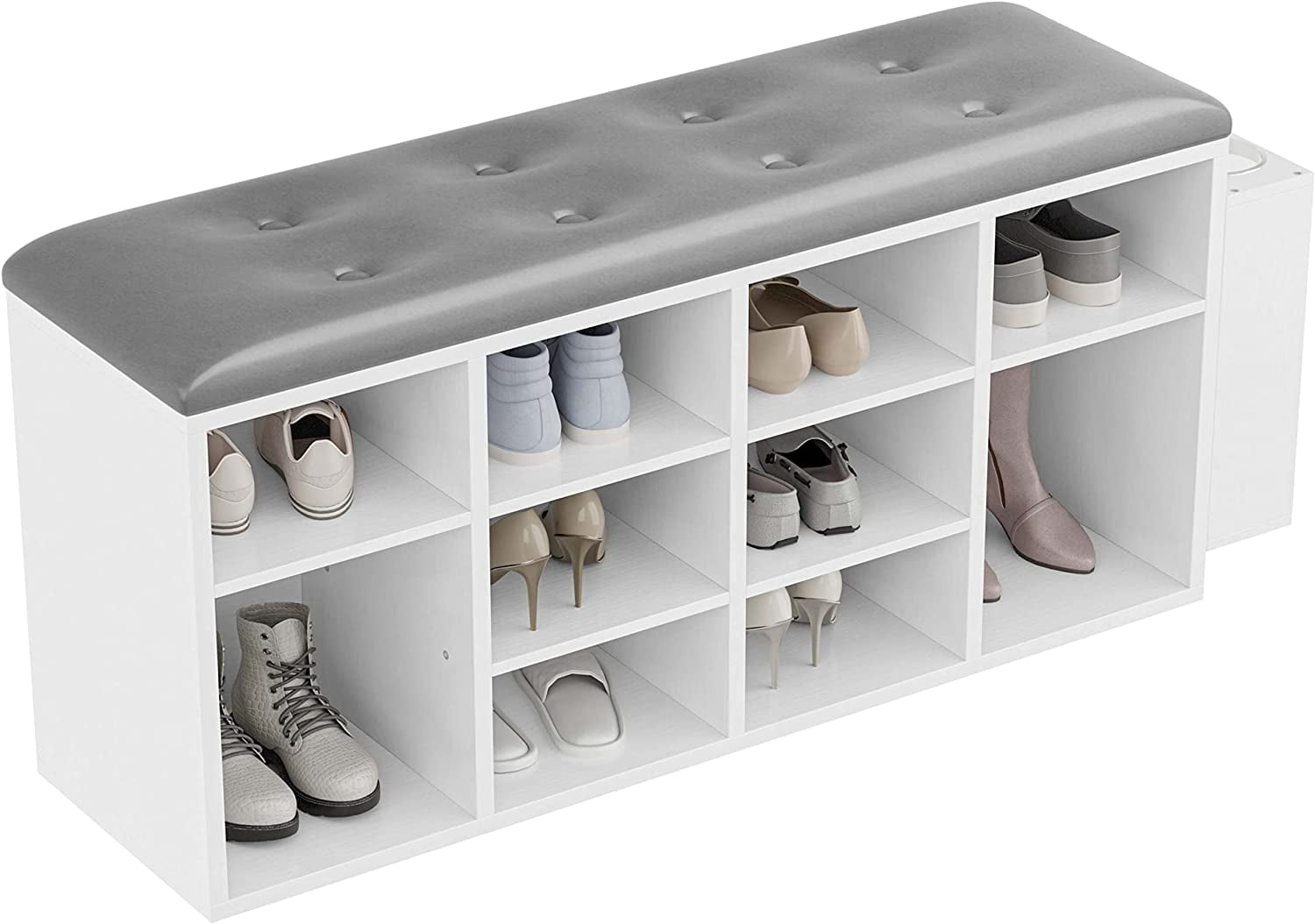 Shoe Bench, Ten Cubbies Storage Entryway Bench with PU Leather, Cubby ...