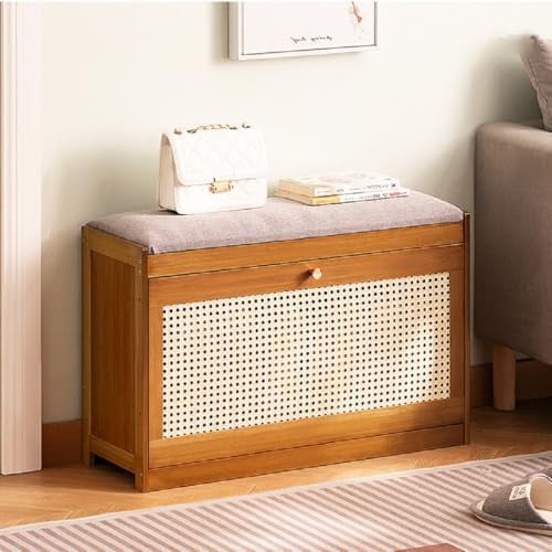 Shoe Bench with Cushion, Shoe Seat with Flip Drawer Freestanding Hidden ...