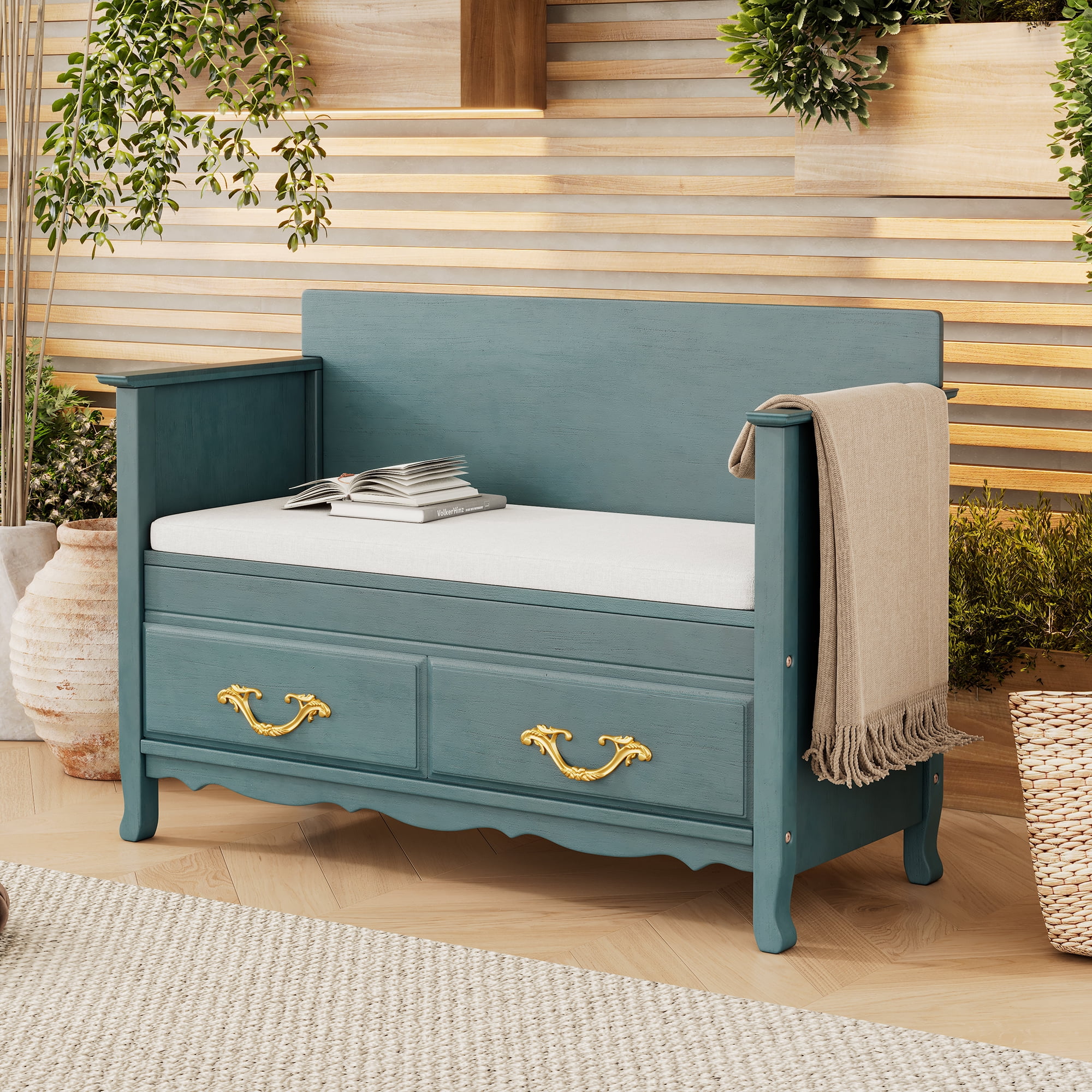 Shoe Bench with Removable Cushion, Entryway Bench with Hidden Storage ...