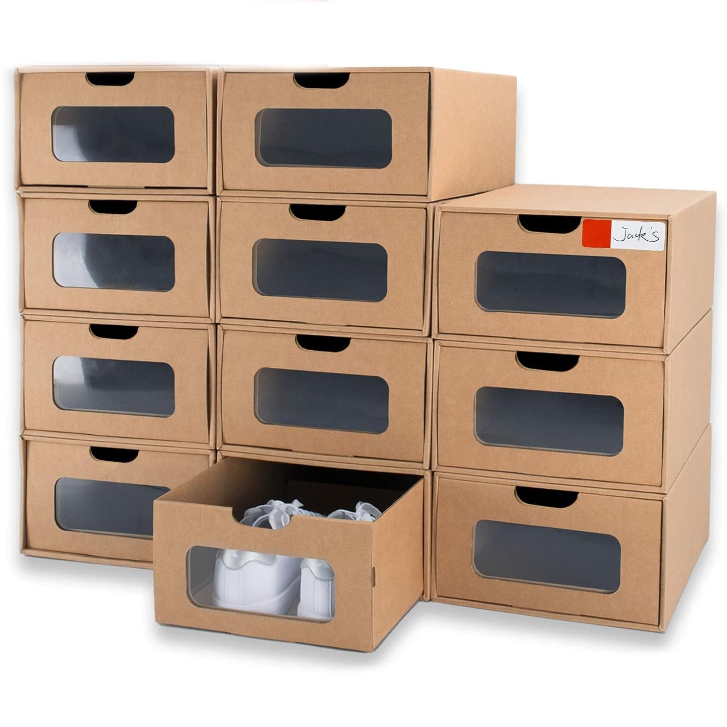 Shoe Box, Waterproof Storage Boxes, Heavy Duty, Stack-able Cardboard ...