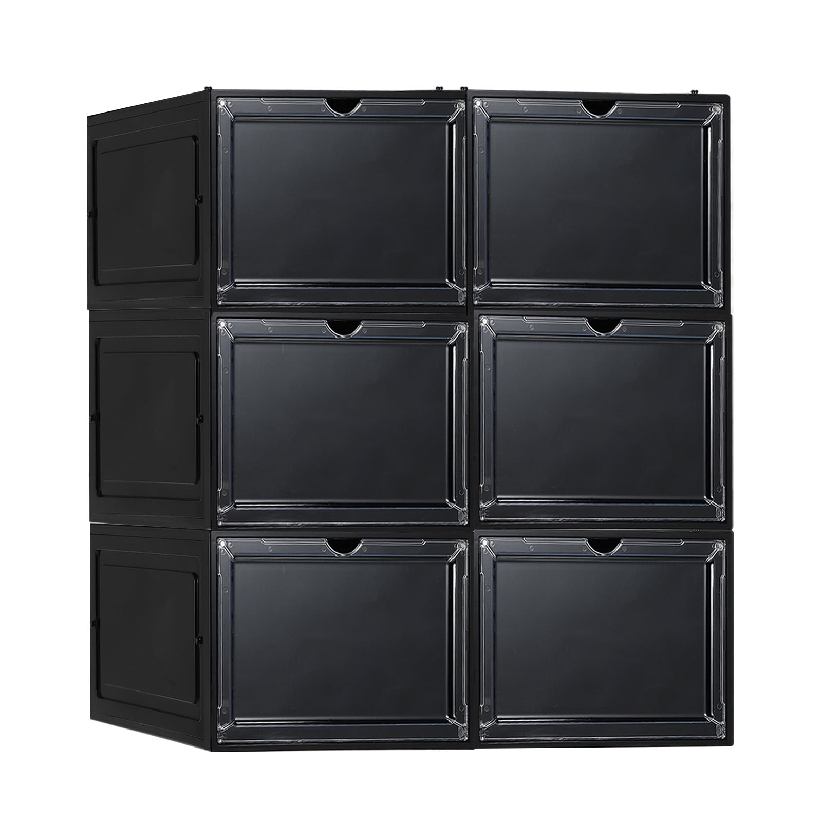 Shoe Box with Clear Door Storage and Display Shoe Containers Black 6 ...