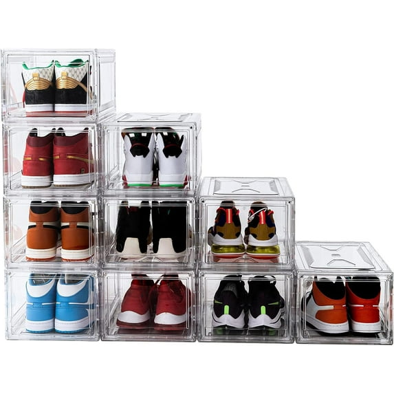 Shoe Boxes Clear Plastic Stackable Sneaker Storage Boxes with Magnetic ...