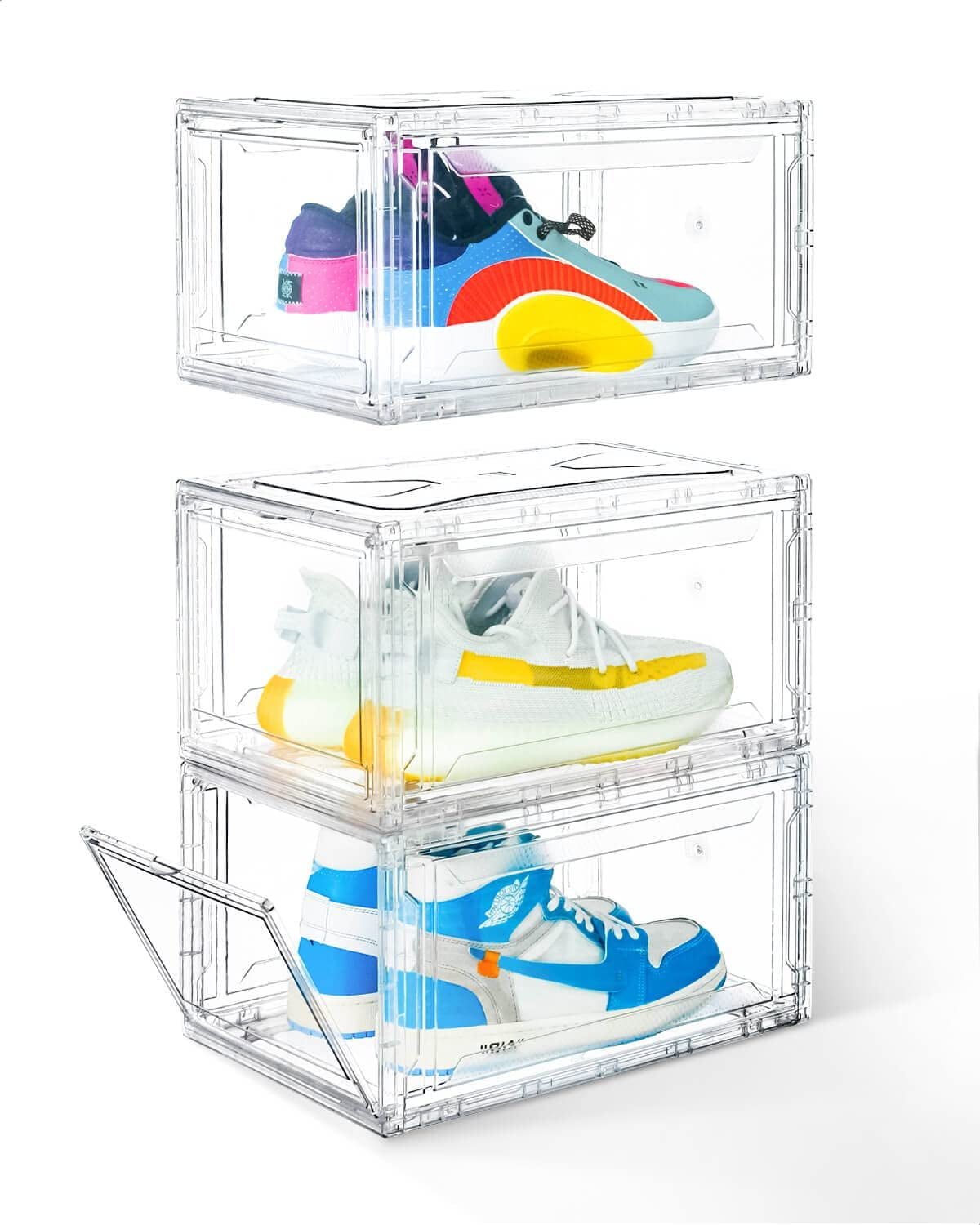 Shoe Boxes Clear Plastic Stackable 3 Pack Shoe Storage for Sneakerheads ...