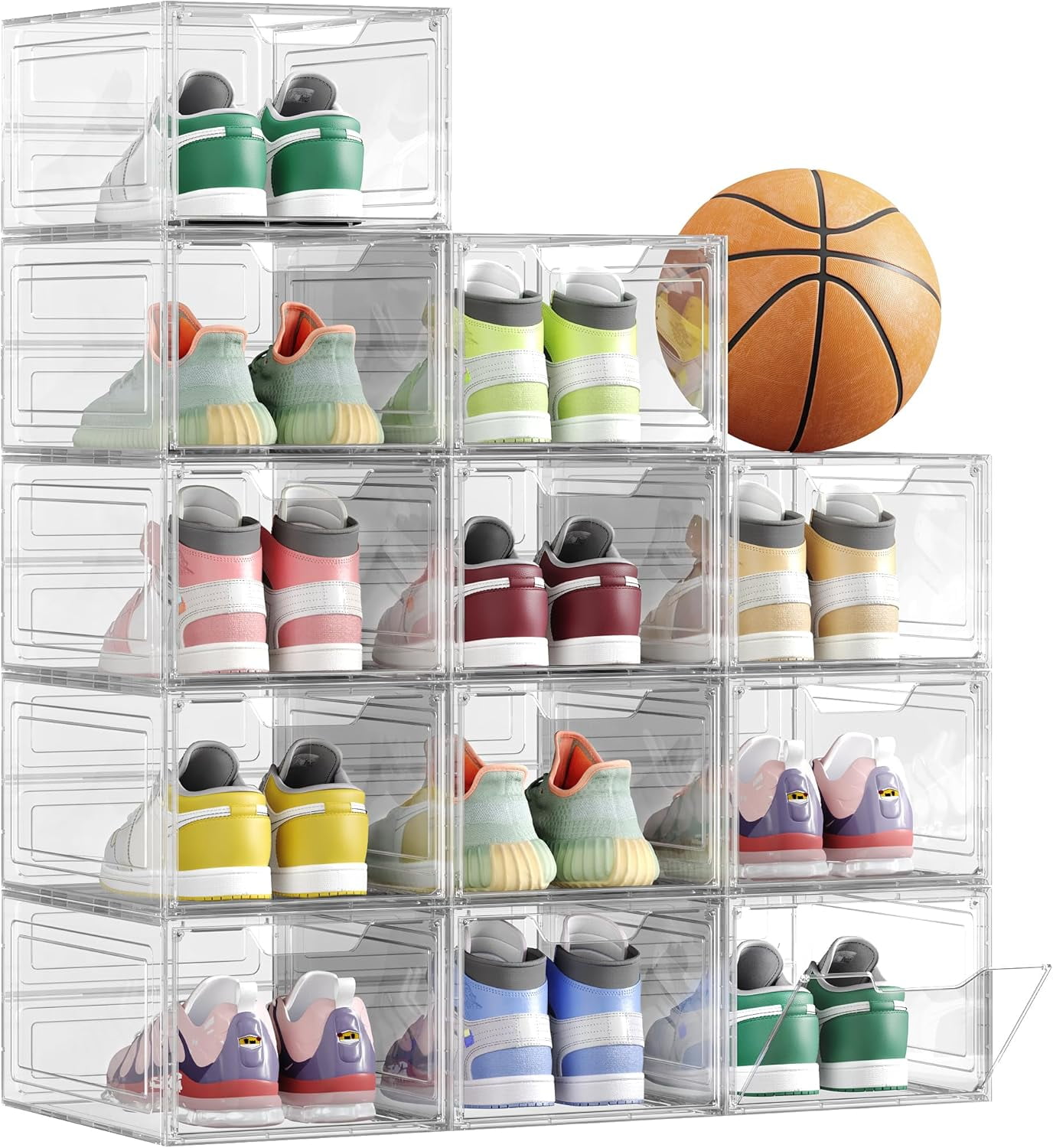 Shoe Boxes, Clear Shoe Organizers, Set of 12, Plastic Shoe Storage with ...