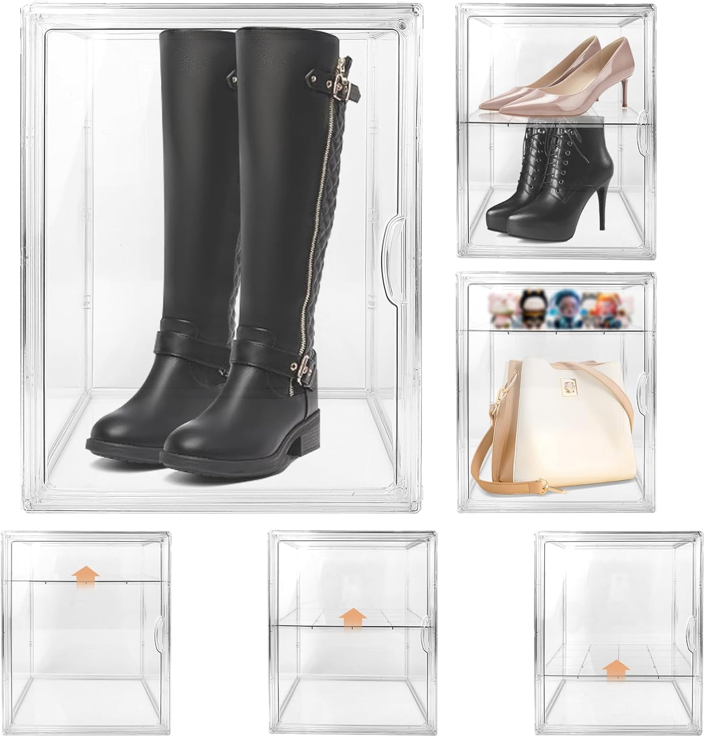 Shoe Boxes Large Clear Stackable with Magnetic Door Storage for Sneaker ...