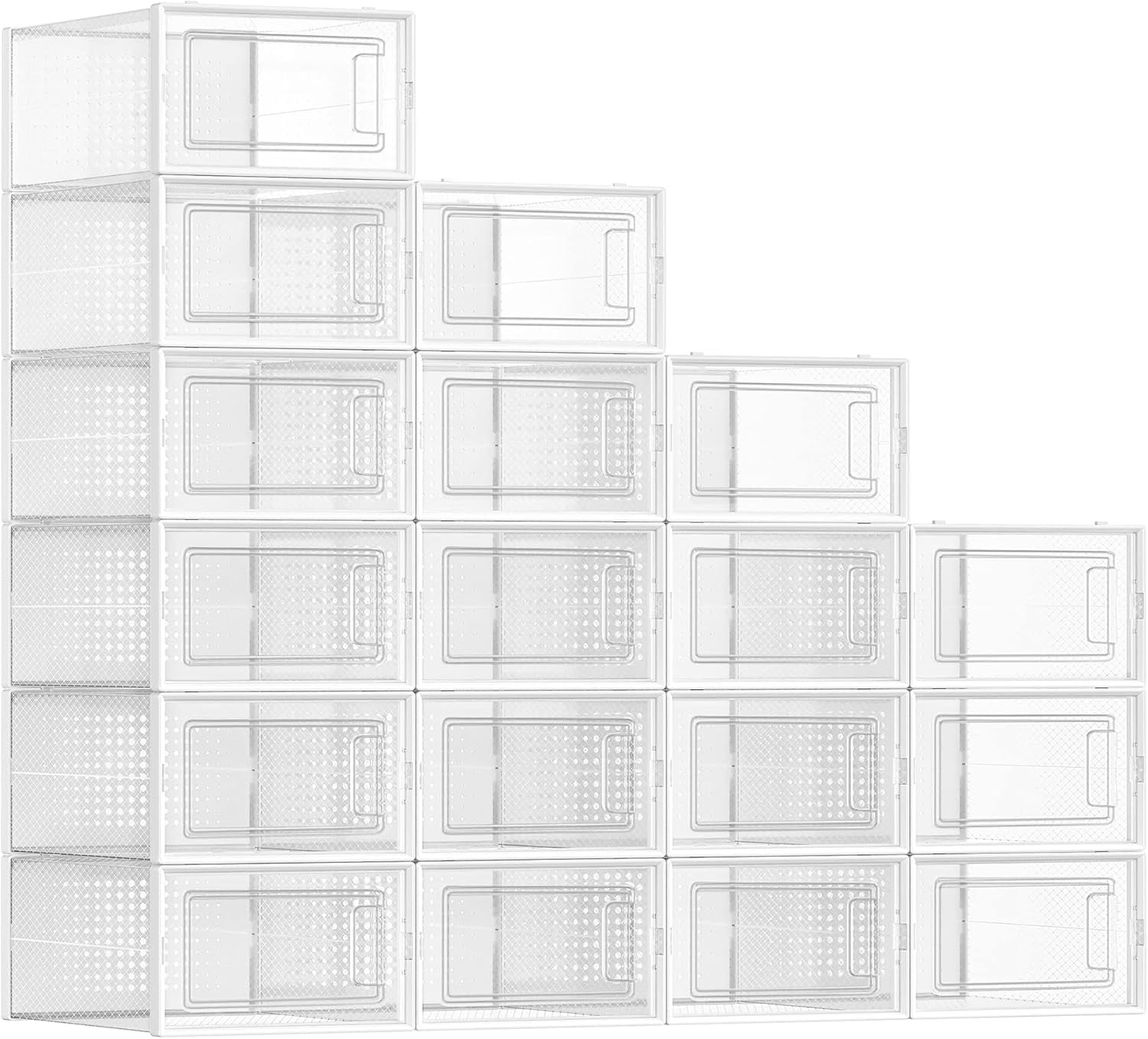 Shoe Boxes, Pack of Shoe Storage Organizers, Stackable Clear Plastic Boxes for Closet, Sneakers ...