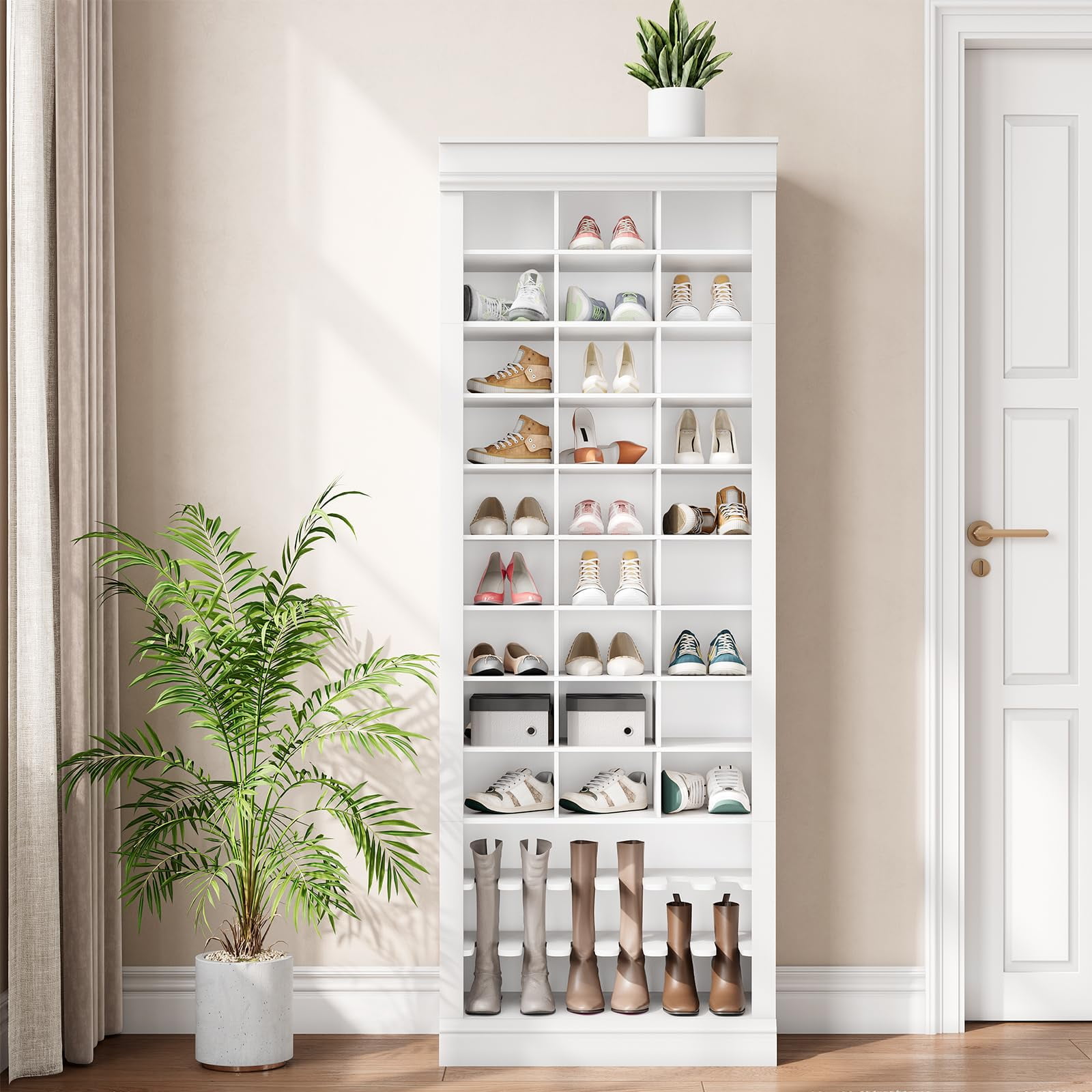 Shoe Cabinet, 10-Tier Entryway Shoe Storage Cabinet with 27 Cubbies and ...