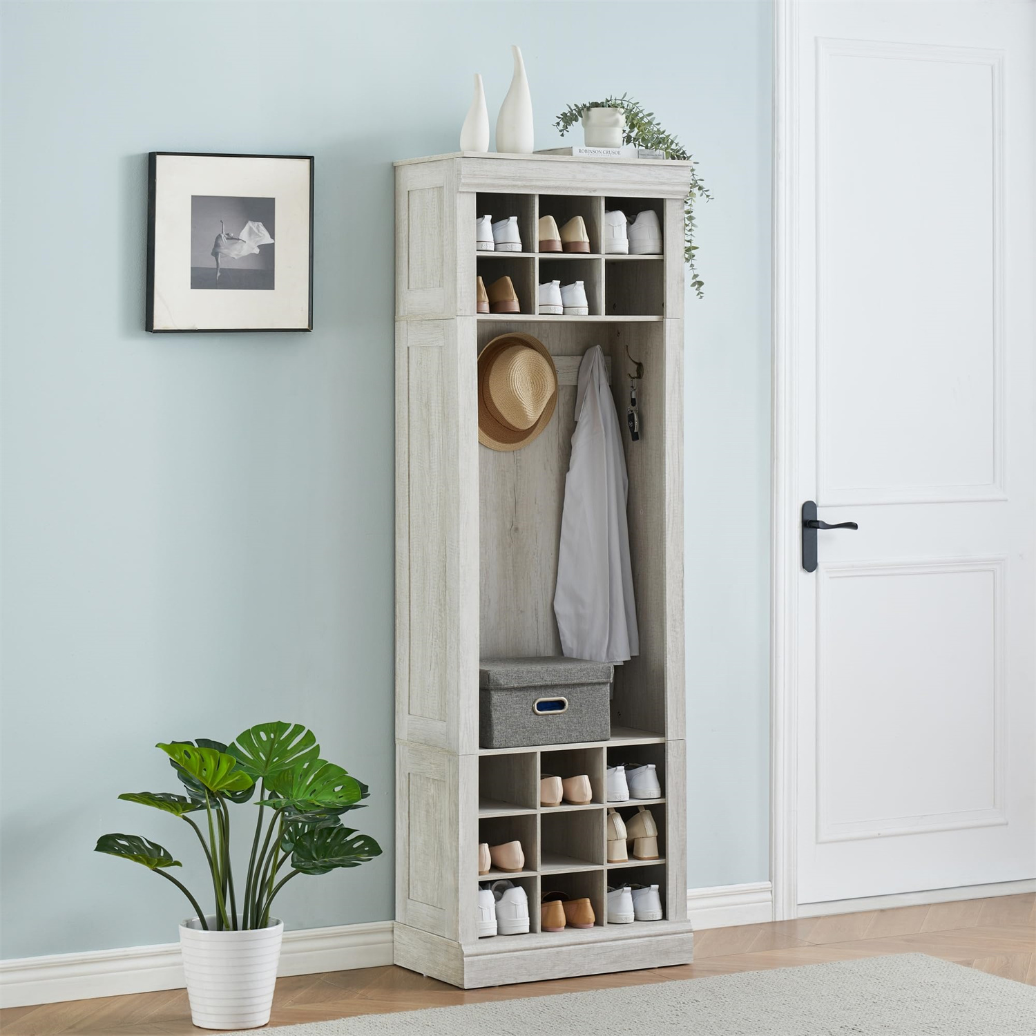 Shoe Cabinet, 10-Tier Entryway Shoe Storage Cabinet with 27 Cubbies and ...