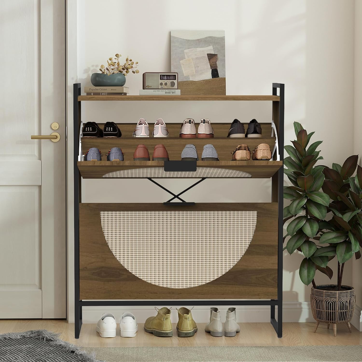 Shoe Cabinet with 2 Flip Drawers Shoe Storage Cabinet for Entryway ...