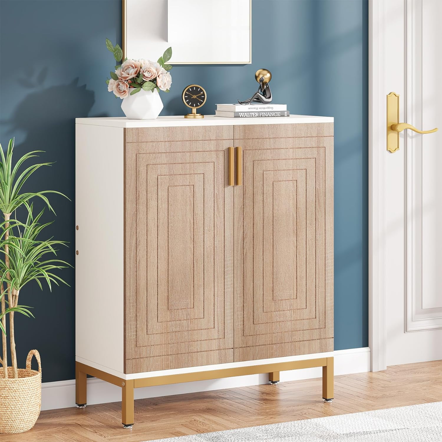 Shoe Cabinet, 20 Pairs Modern Shoe Storage Cabinet with Doors, 6-Tier ...