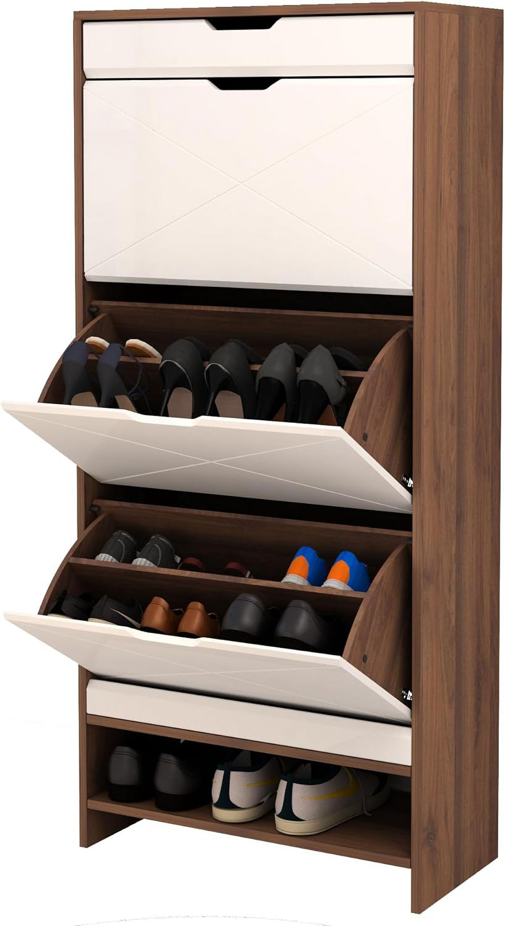Shoe Cabinet with 3 Flip Drawers, Modern Shoe Storage Cabinet for ...