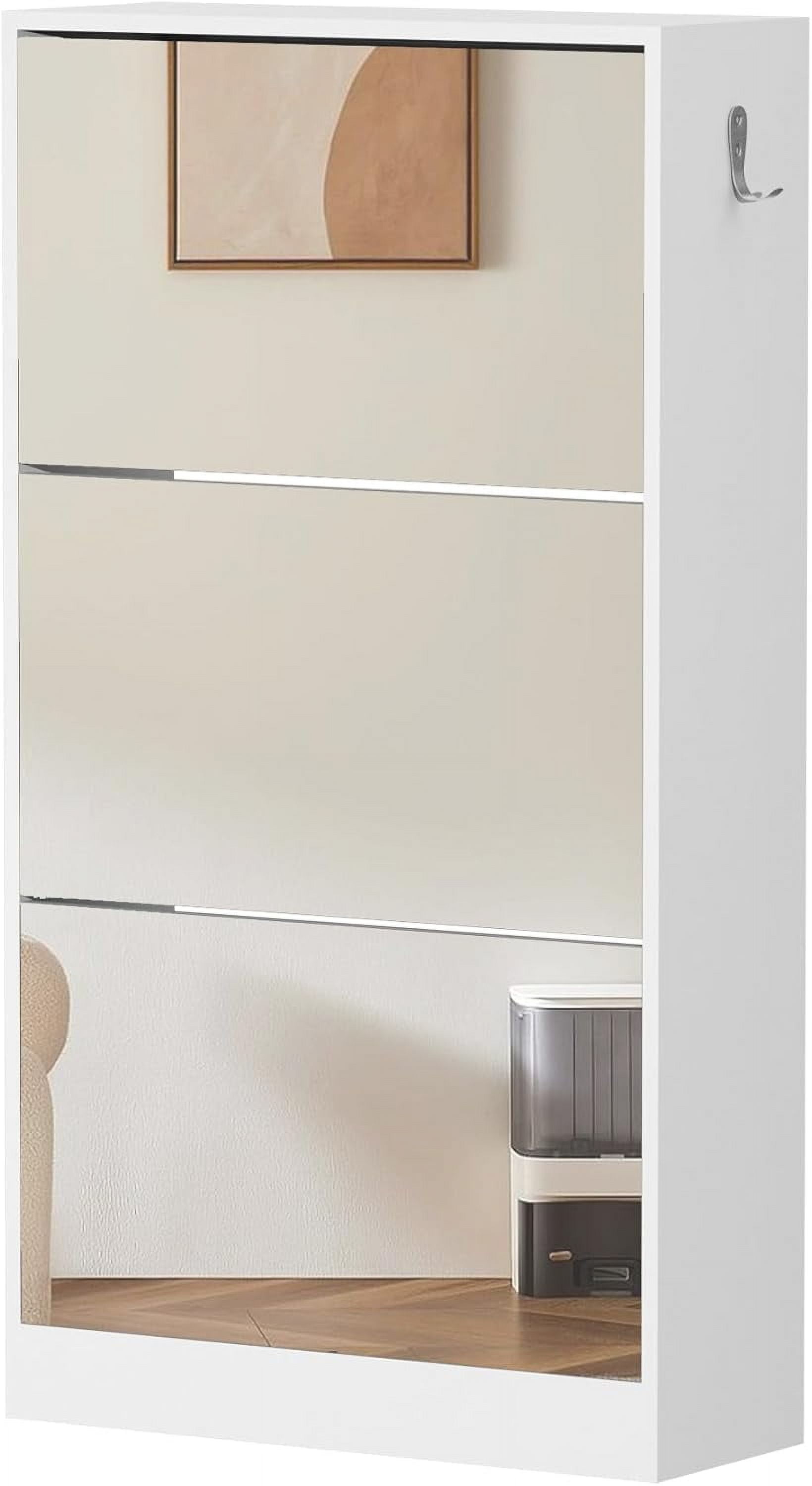 Shoe Cabinet with 3 Flip Drawers, Shoe Cabinet with Mirror Drawers ...