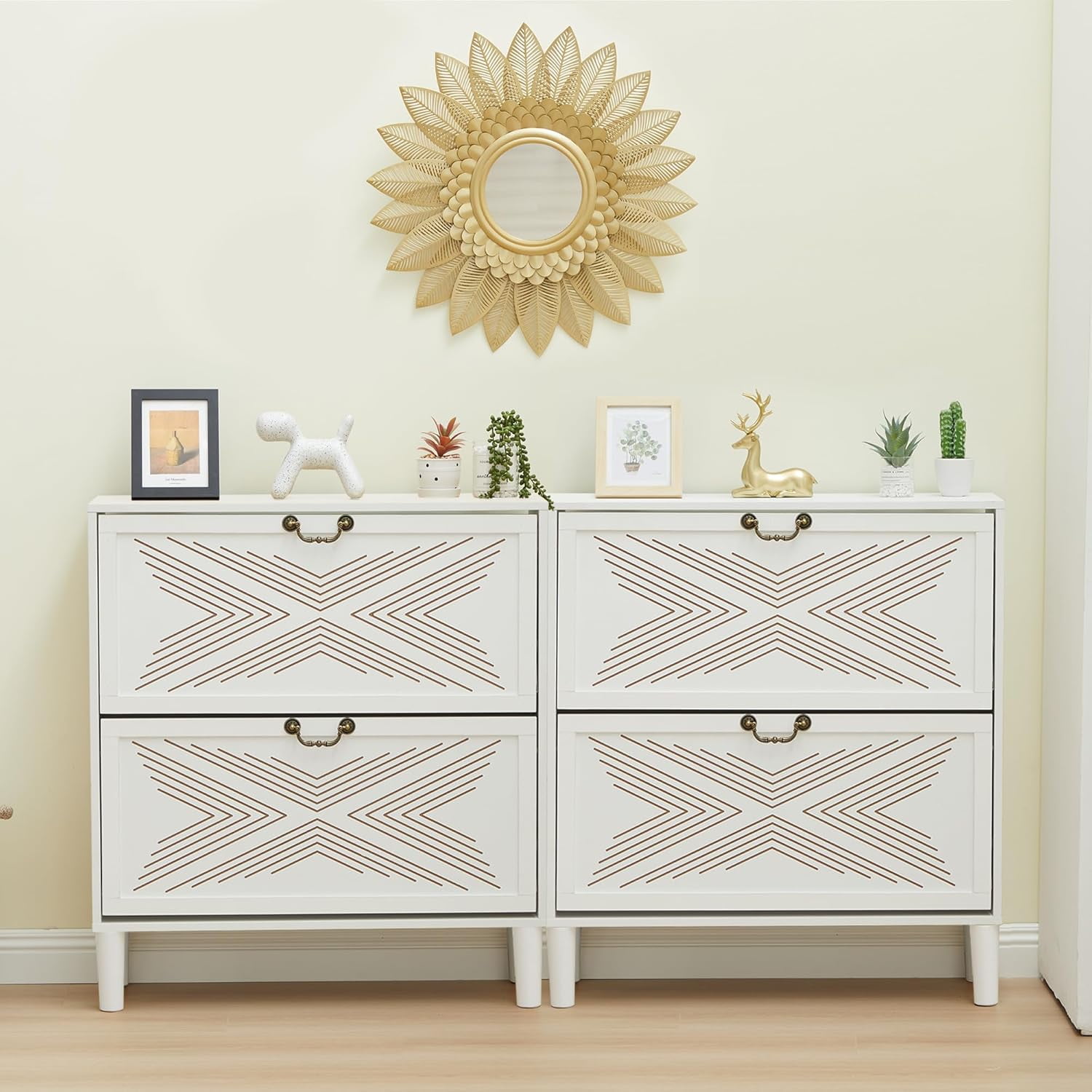 Shoe Cabinet with 4 Flip Drawers Shoe Cabinet Storage for Entryway ...