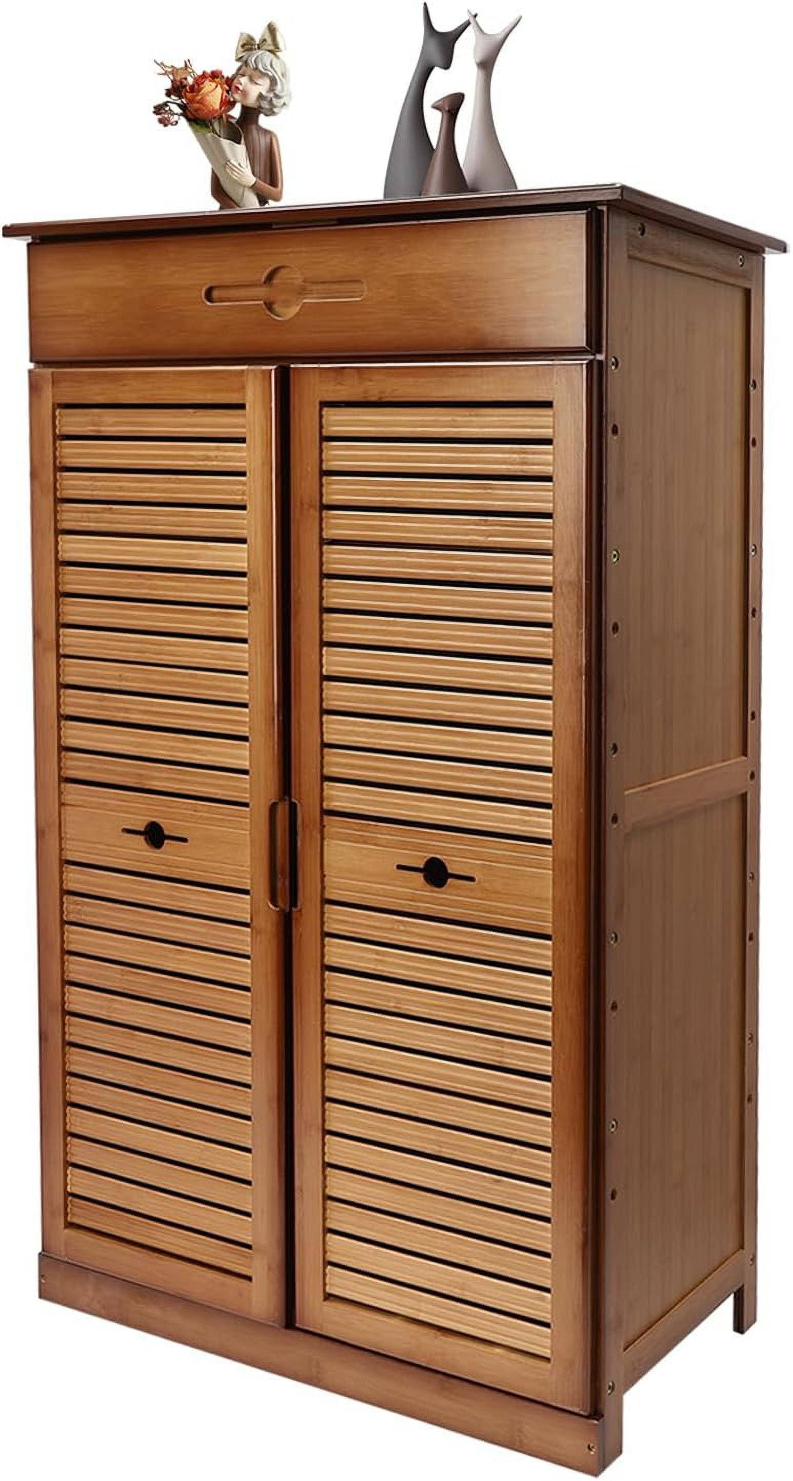 Shoe Cabinet, 5-Tier Shoe Storage Cabinet Bamboo Entryway Shoe ...