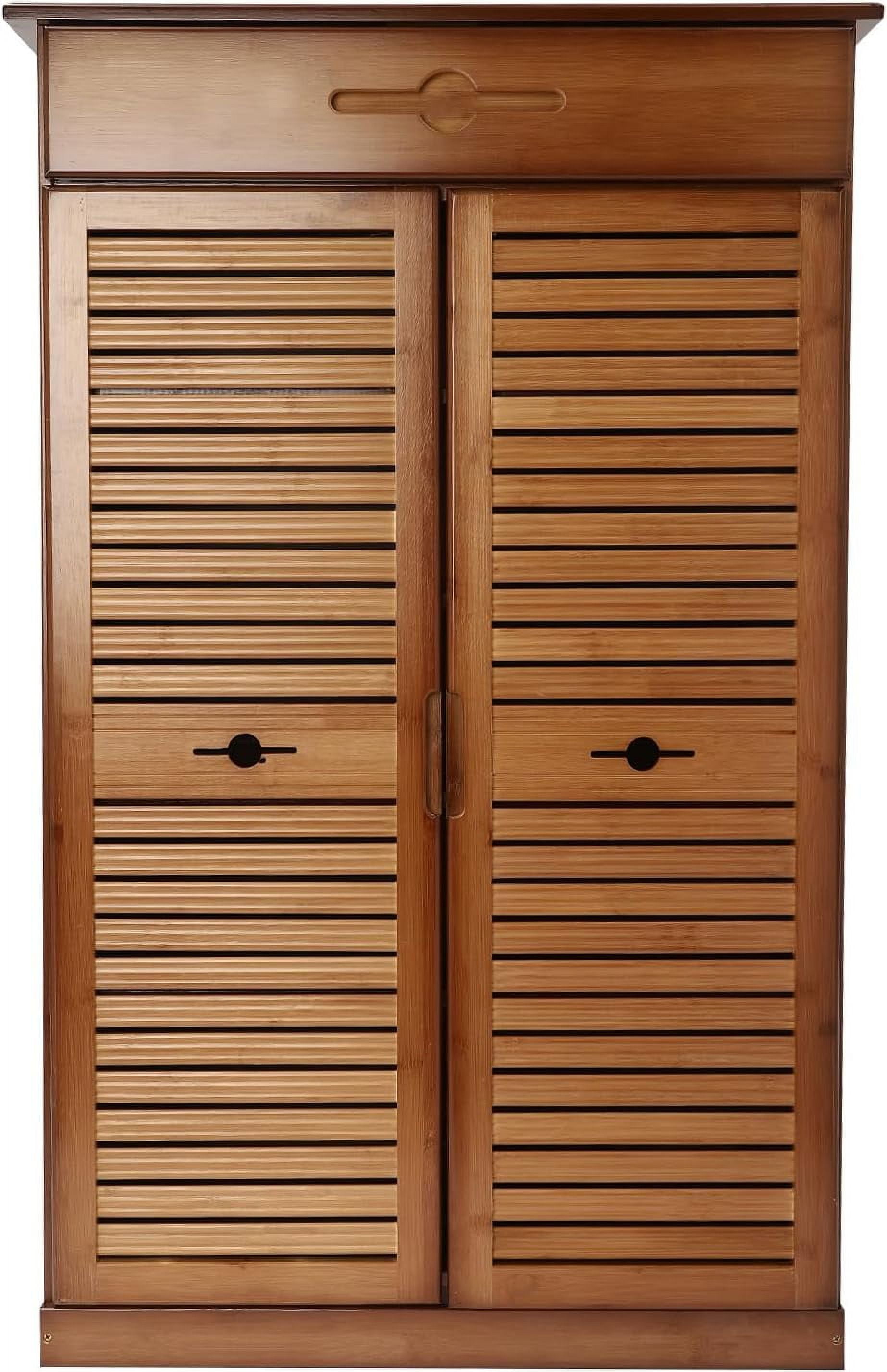 Shoe Cabinet, 5-Tier Shoe Storage Cabinet Bamboo Entryway Shoe ...