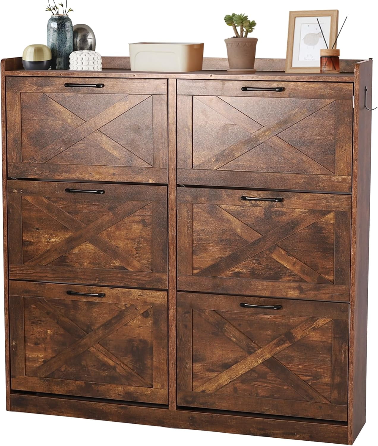Shoe Cabinet with 6 Flip Drawers, Shoe Storage Cabinet for Entryway ...
