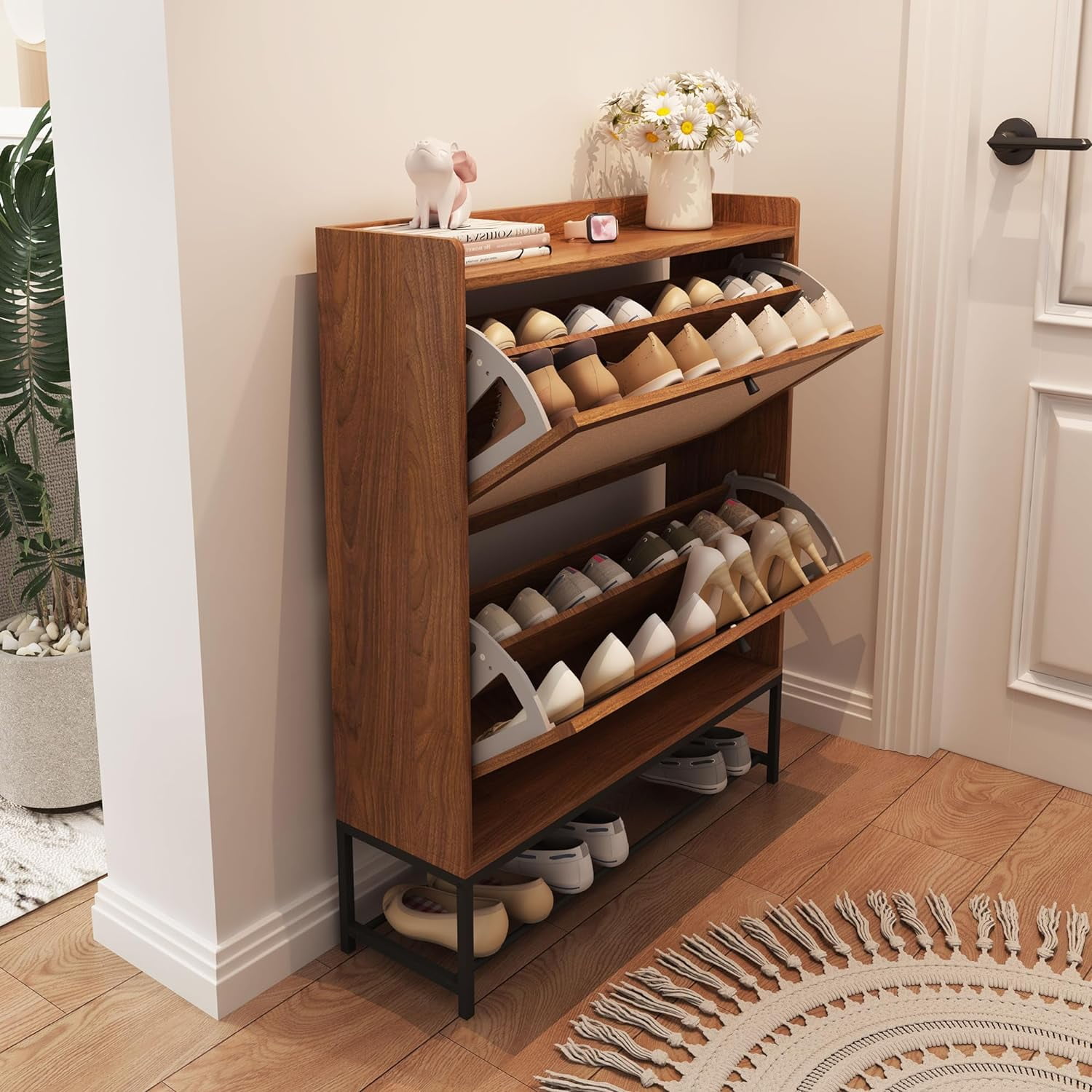 Shoe Cabinet, Shoe Cabinet Freestanding Tipping Bucket Shoe Rack ...