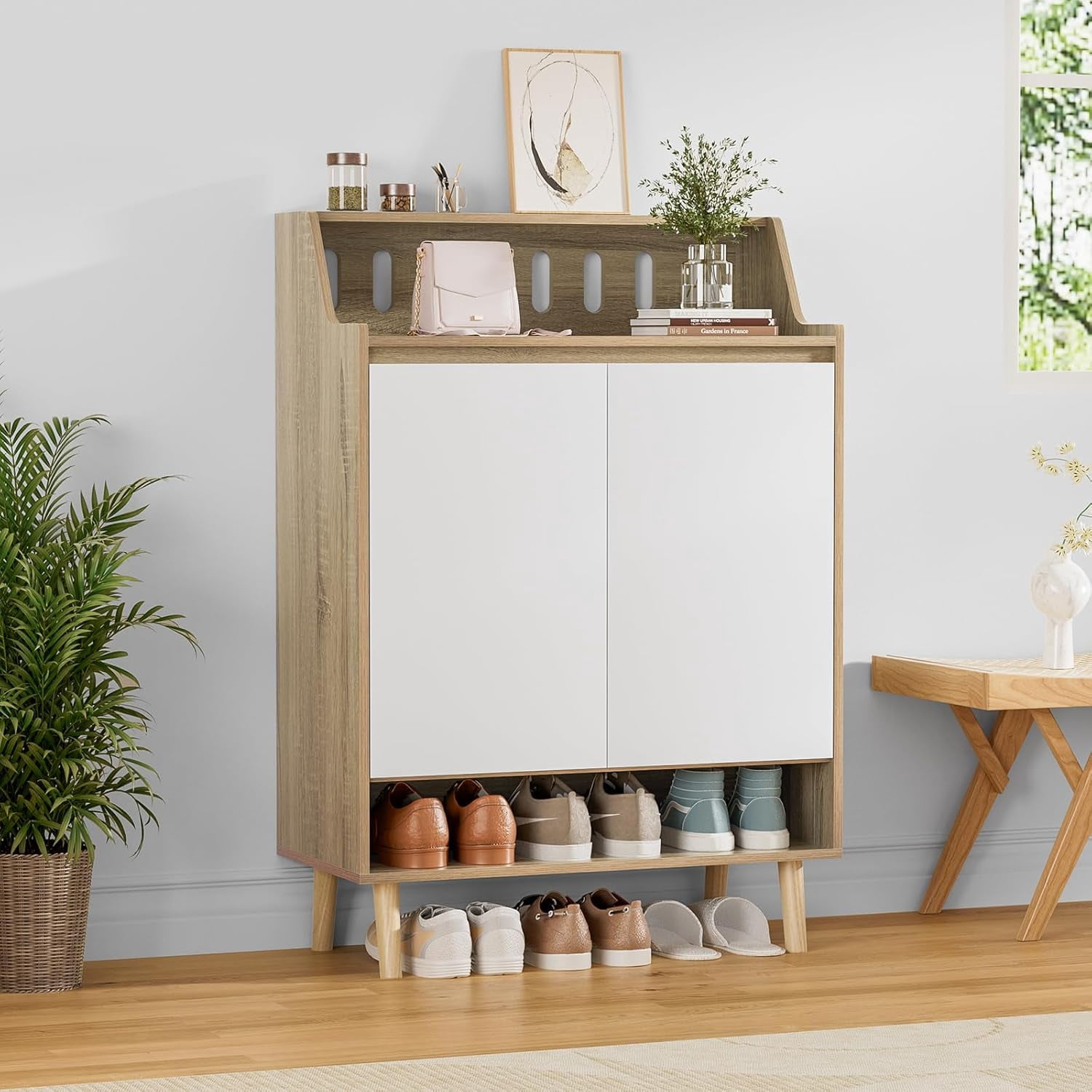 Shoe Cabinet with Door, 5-Tier Entryway Shoe Storage Cabinet with ...