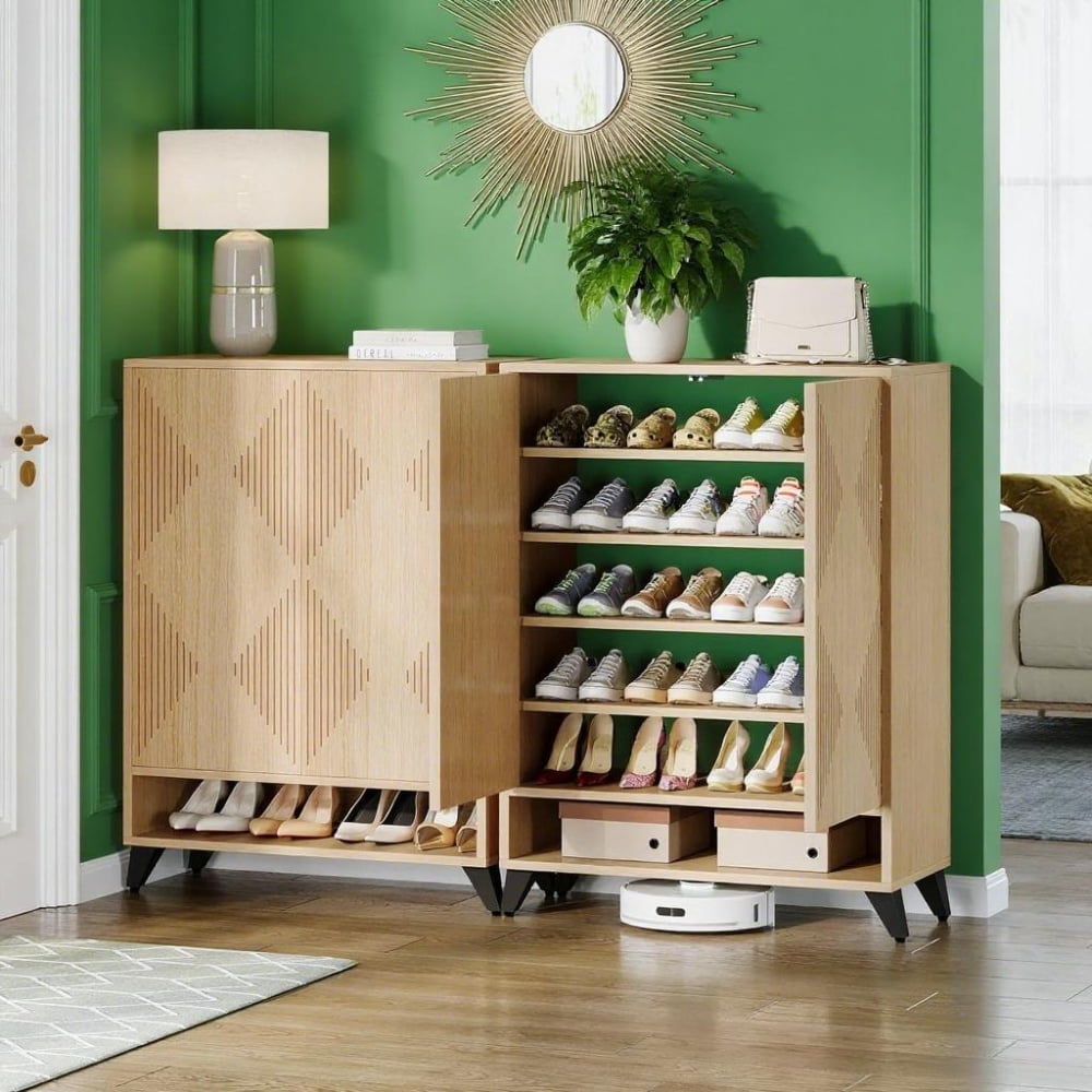 Shoe Cabinet with Doors, 6-Tier Entryway Shoe Storage Cabinet with ...