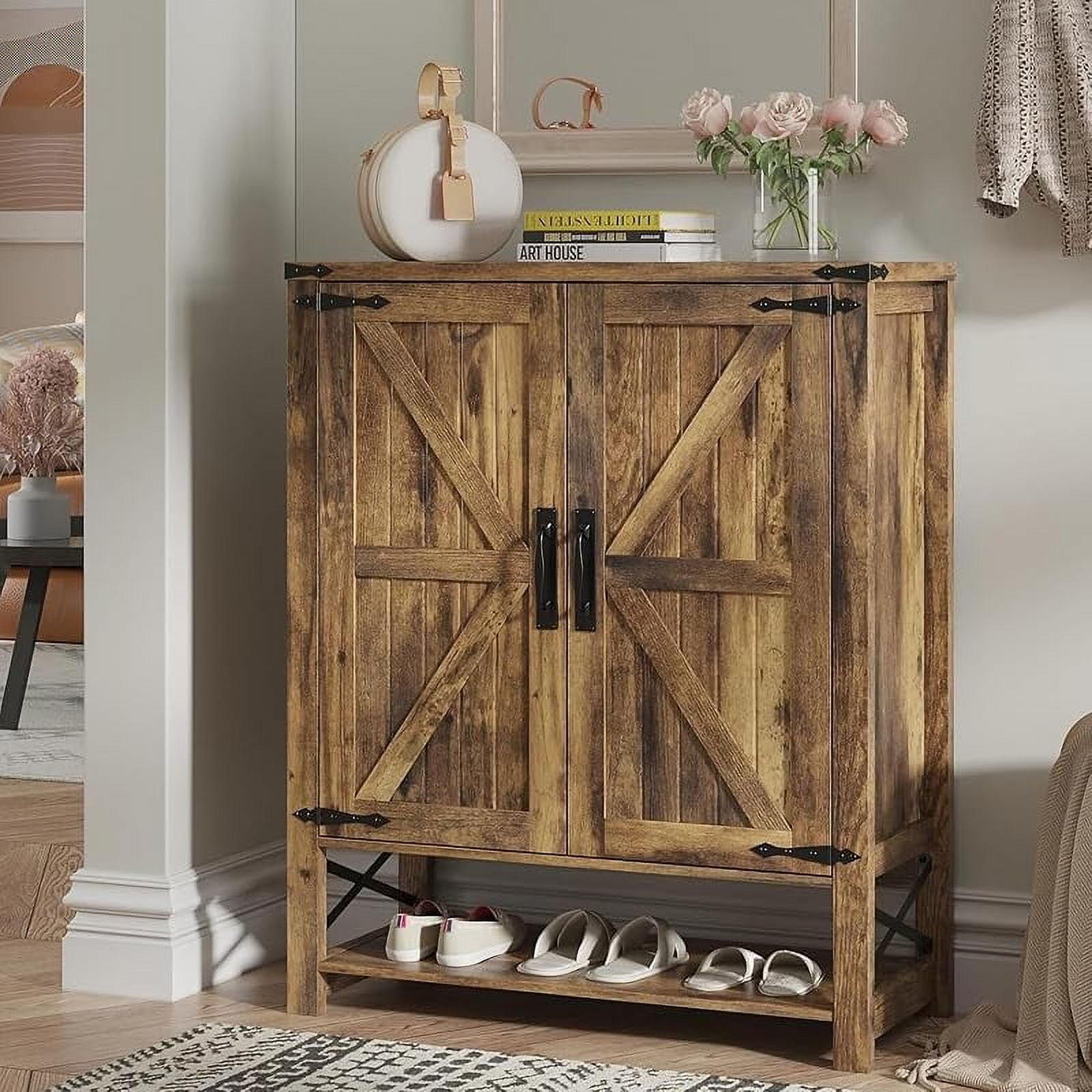 Shoe Cabinet with Doors, 6-Tier Farmhouse Shoe Storage Cabinet with ...