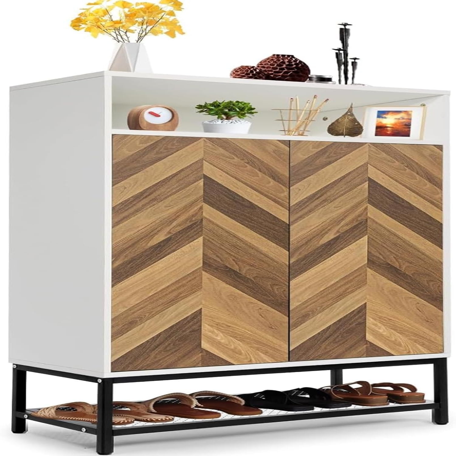 Shoe Cabinet with Doors 7-Tier Modern Shoe Storage Cabinet with ...