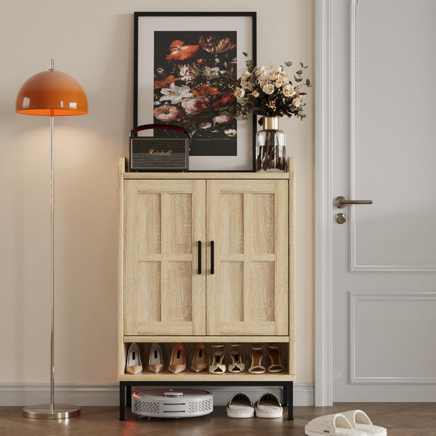 Shoe Cabinet with Doors, Farmhouse 5-Tier Shoe Storage Cabinet with ...