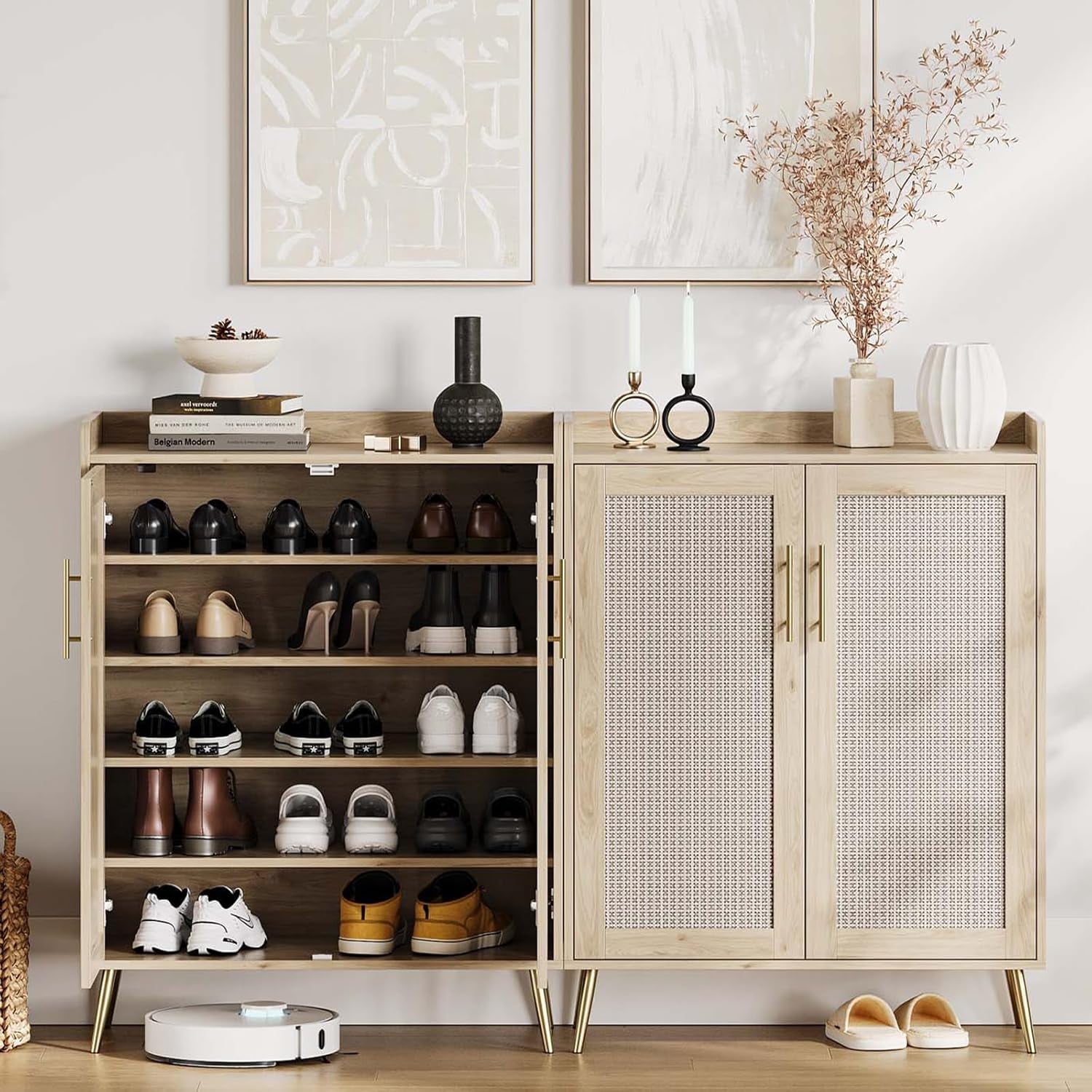Shoe Cabinet with Doors & Shelves,6-Tier Shoe Storage Organizer Cabinet ...