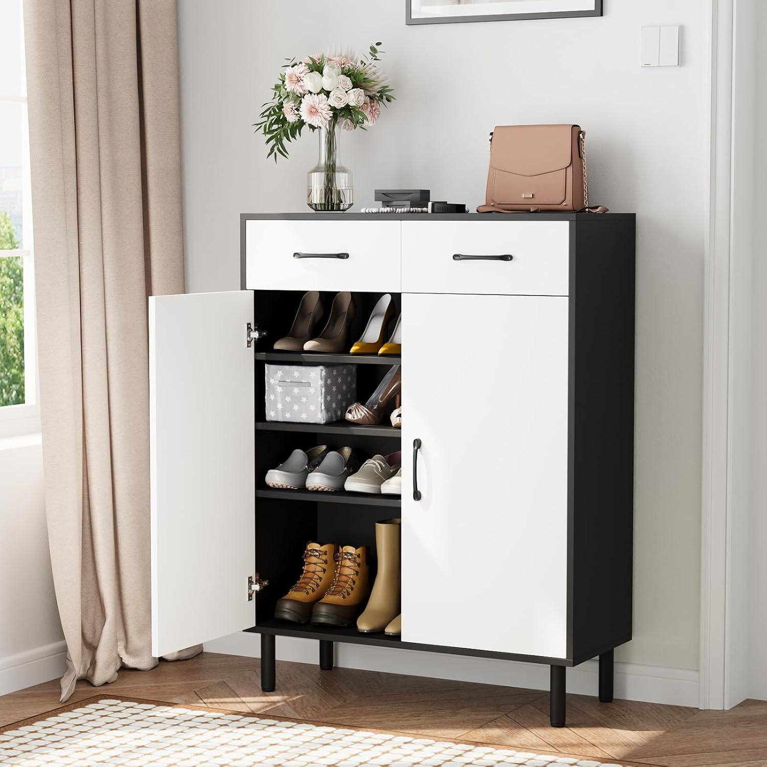 Shoe Cabinet with Doors, Tier Shoe Rack Organizer with Drawers ...