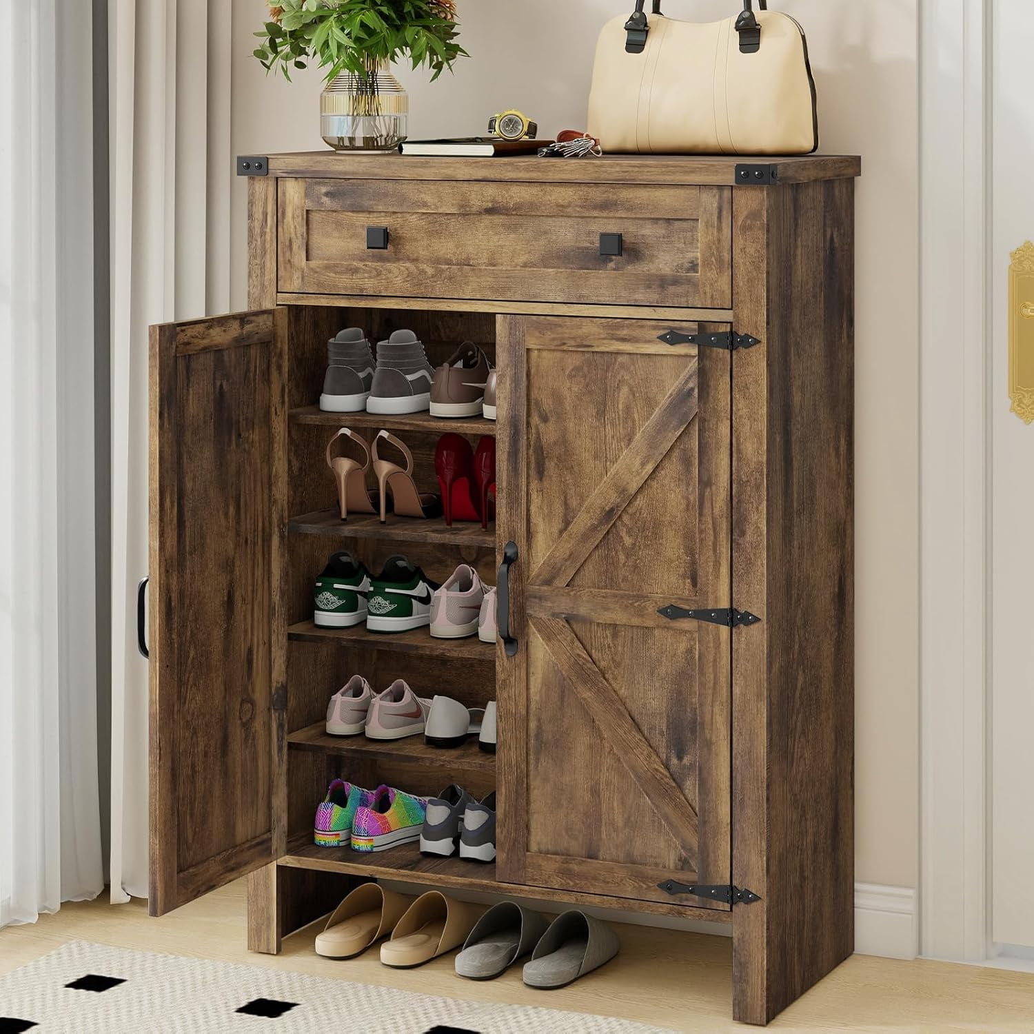 Shoe Cabinet, Farmhouse Shoe Storage Organizer, Shoe Storage Cabinet ...