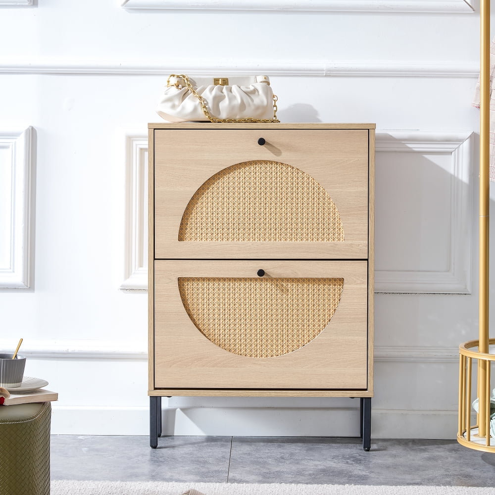 Shoe Cabinet Modern Simple Storage Cabinet MDF Lockers, Rattan Bedside ...