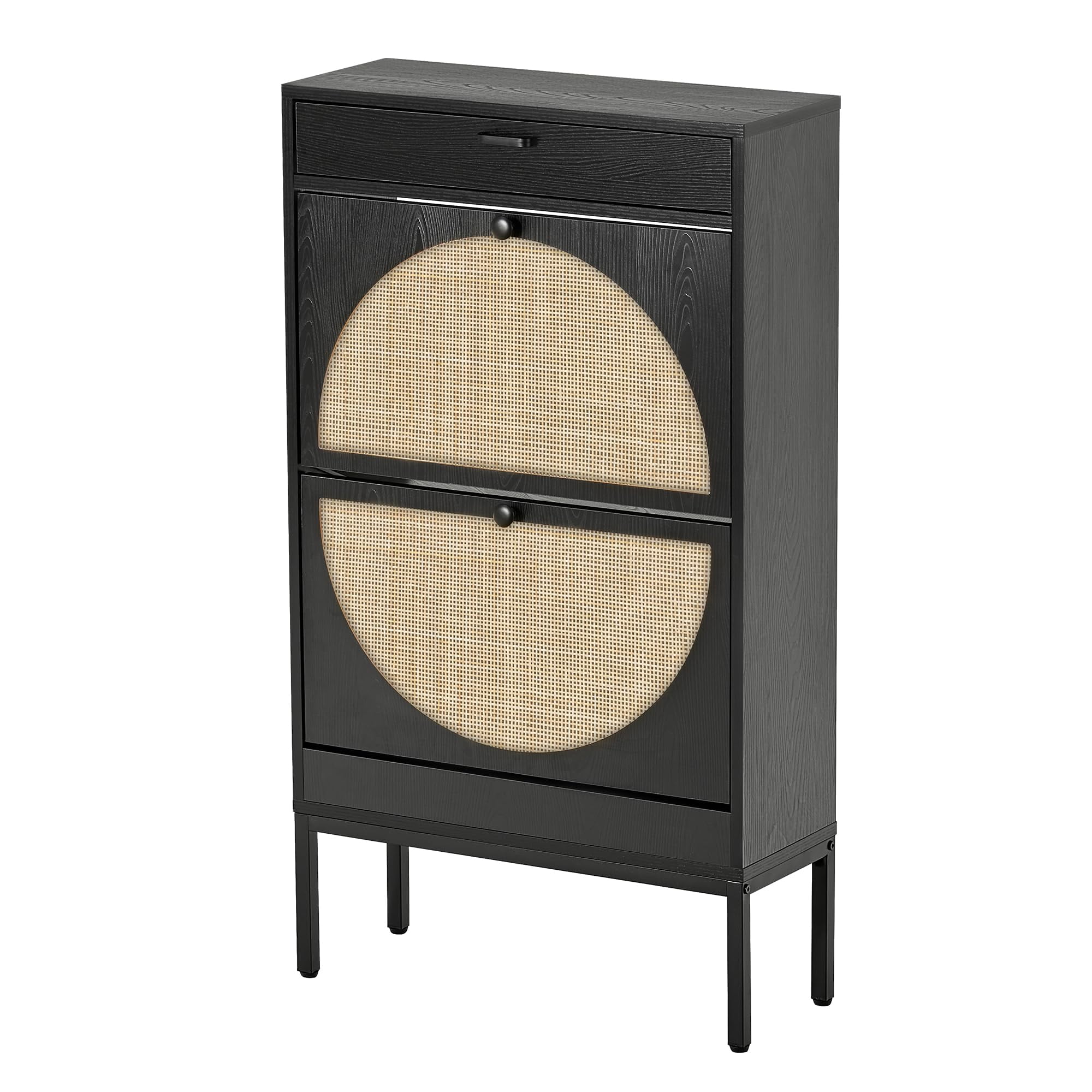 Shoe Cabinet, Natural Semi Circle Handmade Rattan Shoe Storage ...