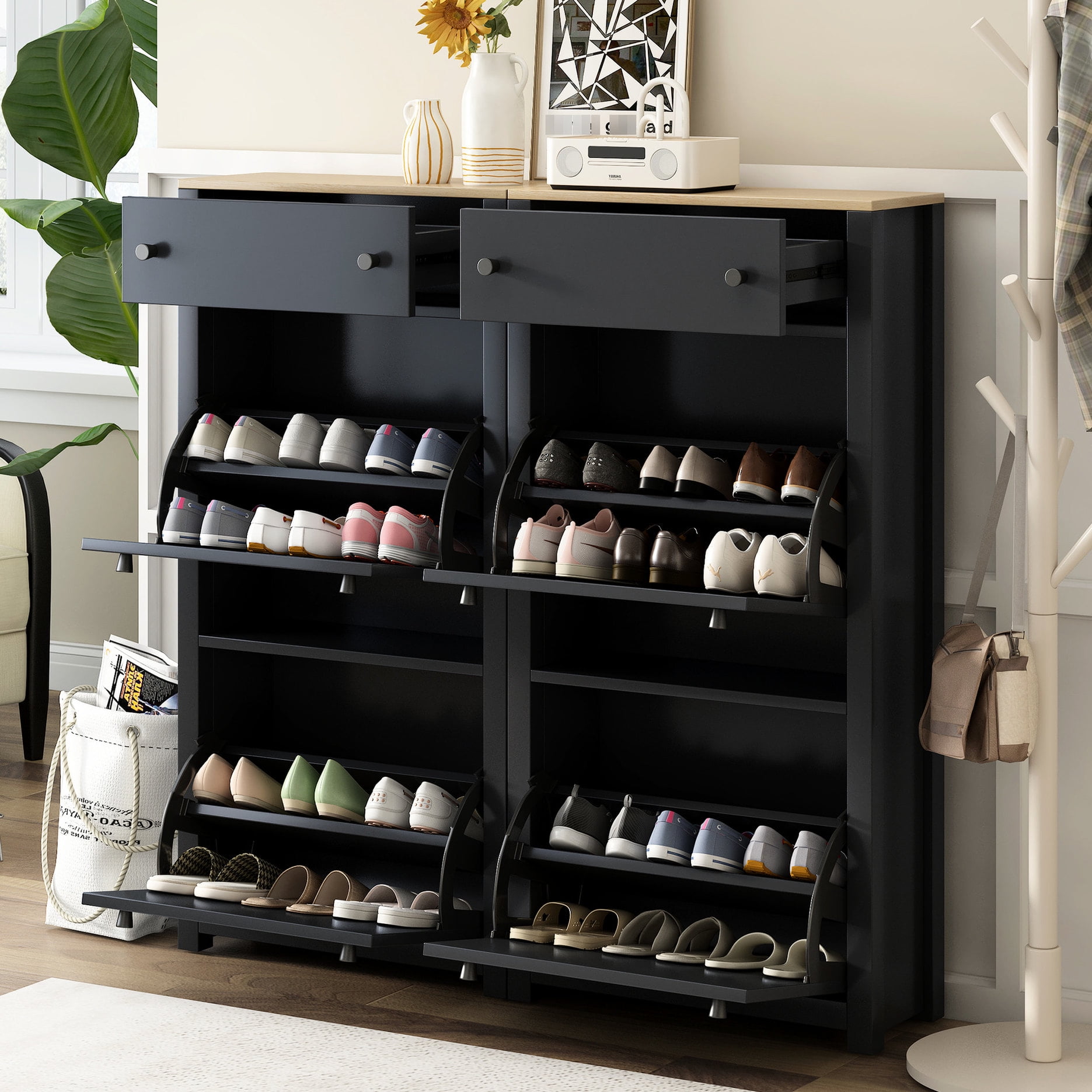 Shoe Cabinet Set with Adjustable Panels | Use in Various Home Areas ...